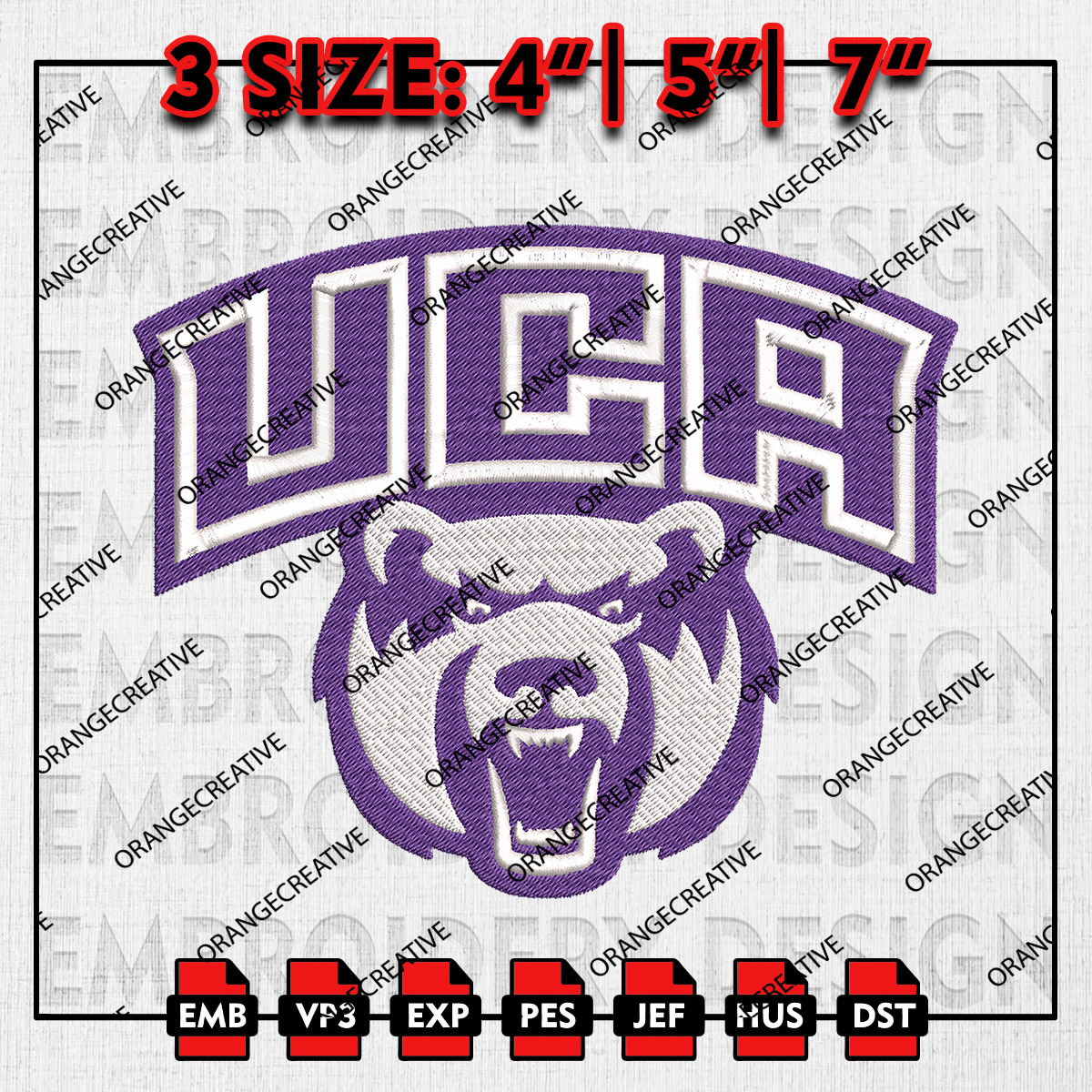 Central Arkansas Bears Mascot Logo Emb files, NCAA Embroider | Inspire ...