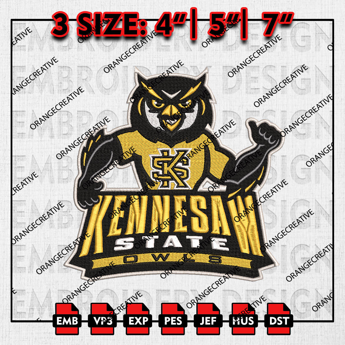 Kennesaw State Owls NCAA Mascot Logo Emb files, NCAA Embroid | Inspire ...