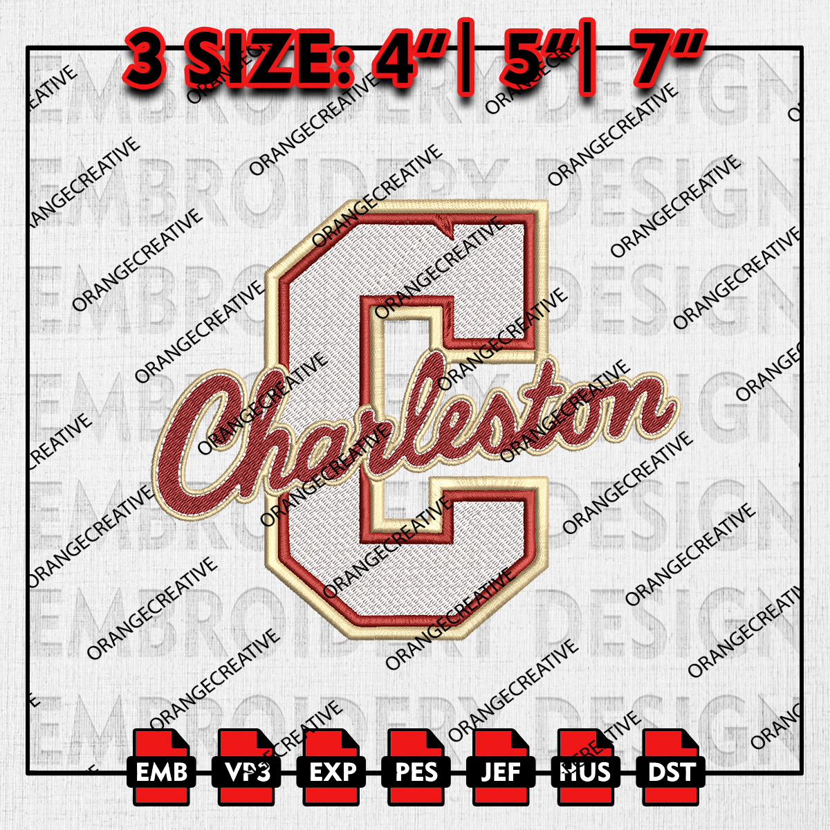 Charleston Cougars Writing Logo Emb files, NCAA Embroidery D | Inspire ...