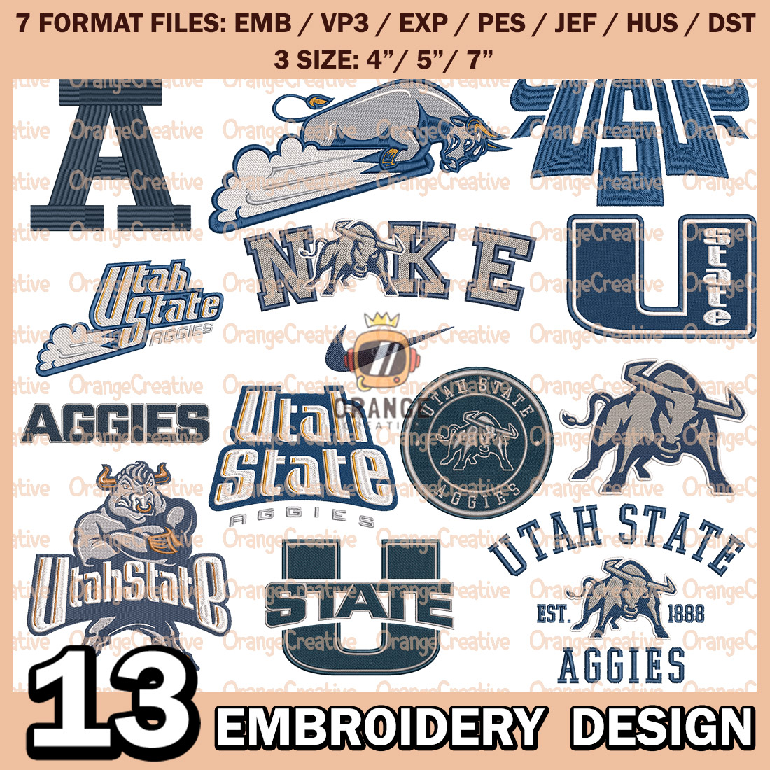 13 Utah State Aggies Logo Bundle Emb files, NCAA Bundle Embr | Inspire ...