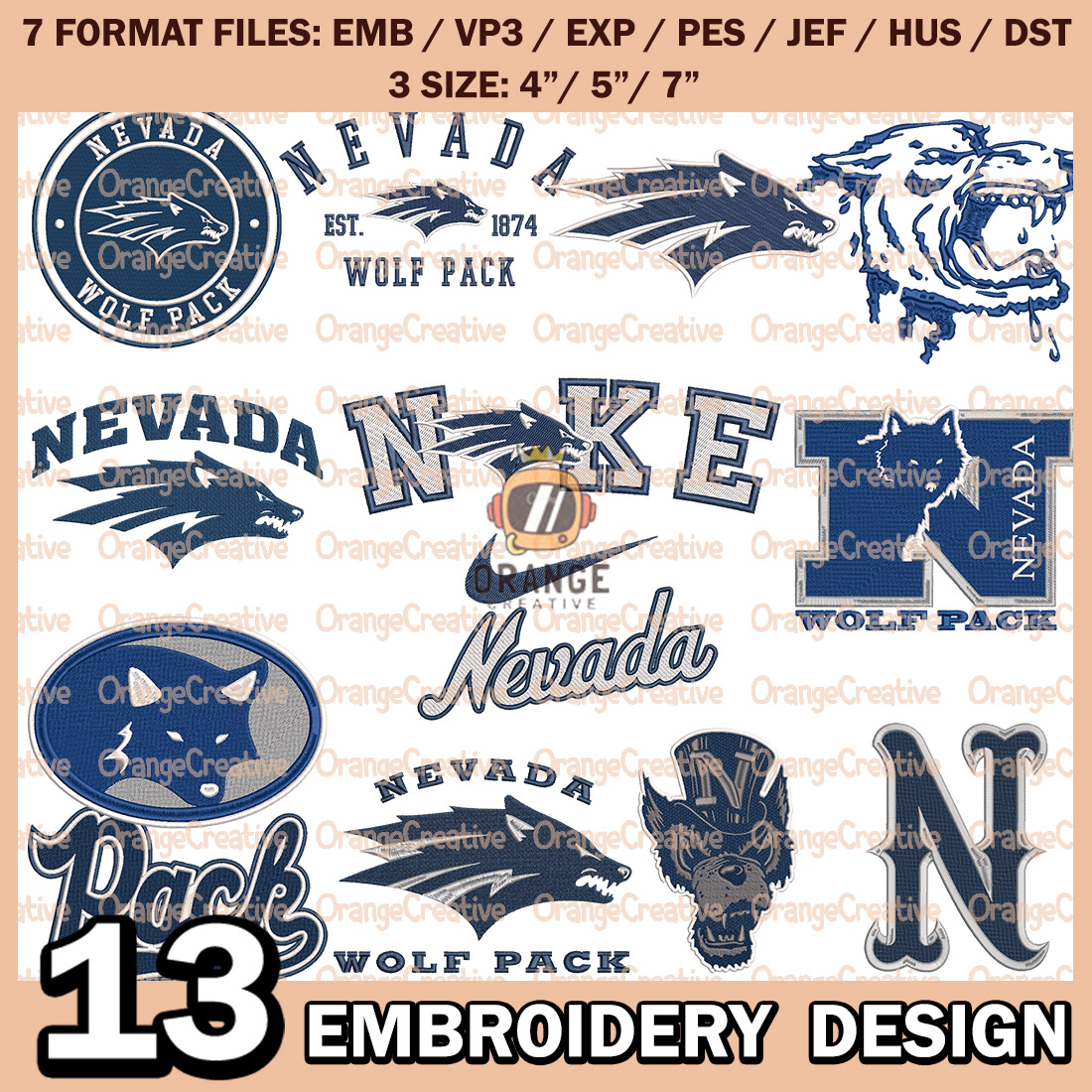 13 Nevada Wolf Pack Logo Bundle Emb files, NCAA Bundle Embro | Inspire ...