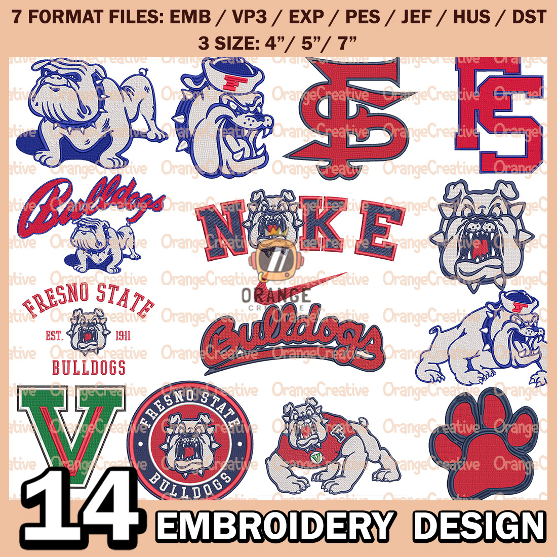 14 Fresno State Bulldogs Logo Bundle Emb files, NCAA Bundle | Inspire ...