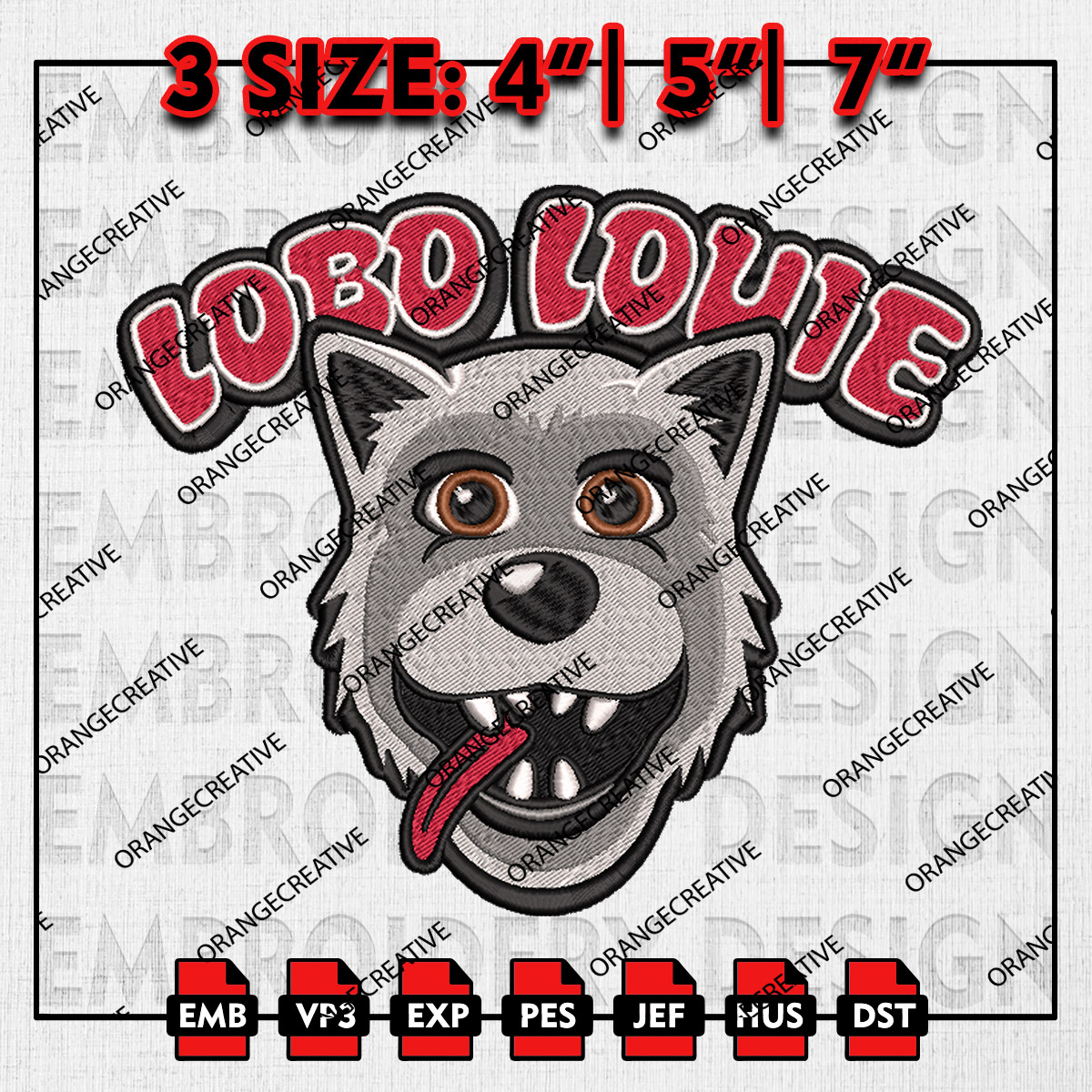 New Mexico Lobos Mascot Logo Emb Design, NCAA Embroidery Fil | Inspire ...