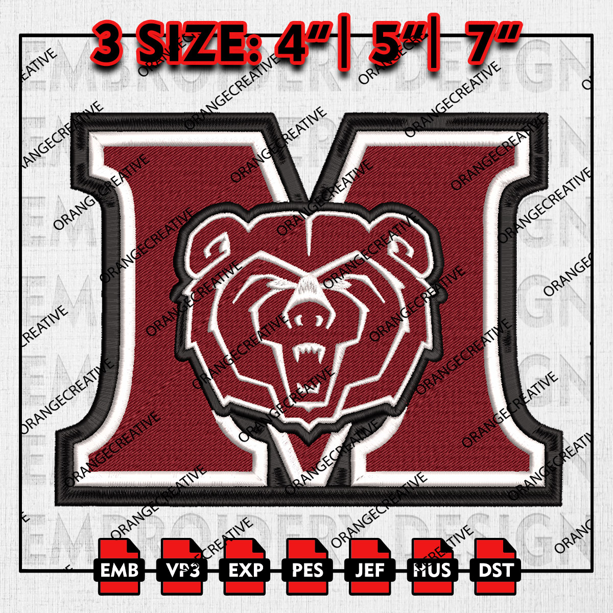 Missouri State Bears Team Logo Emb Design, NCAA Embroidery F | Inspire ...