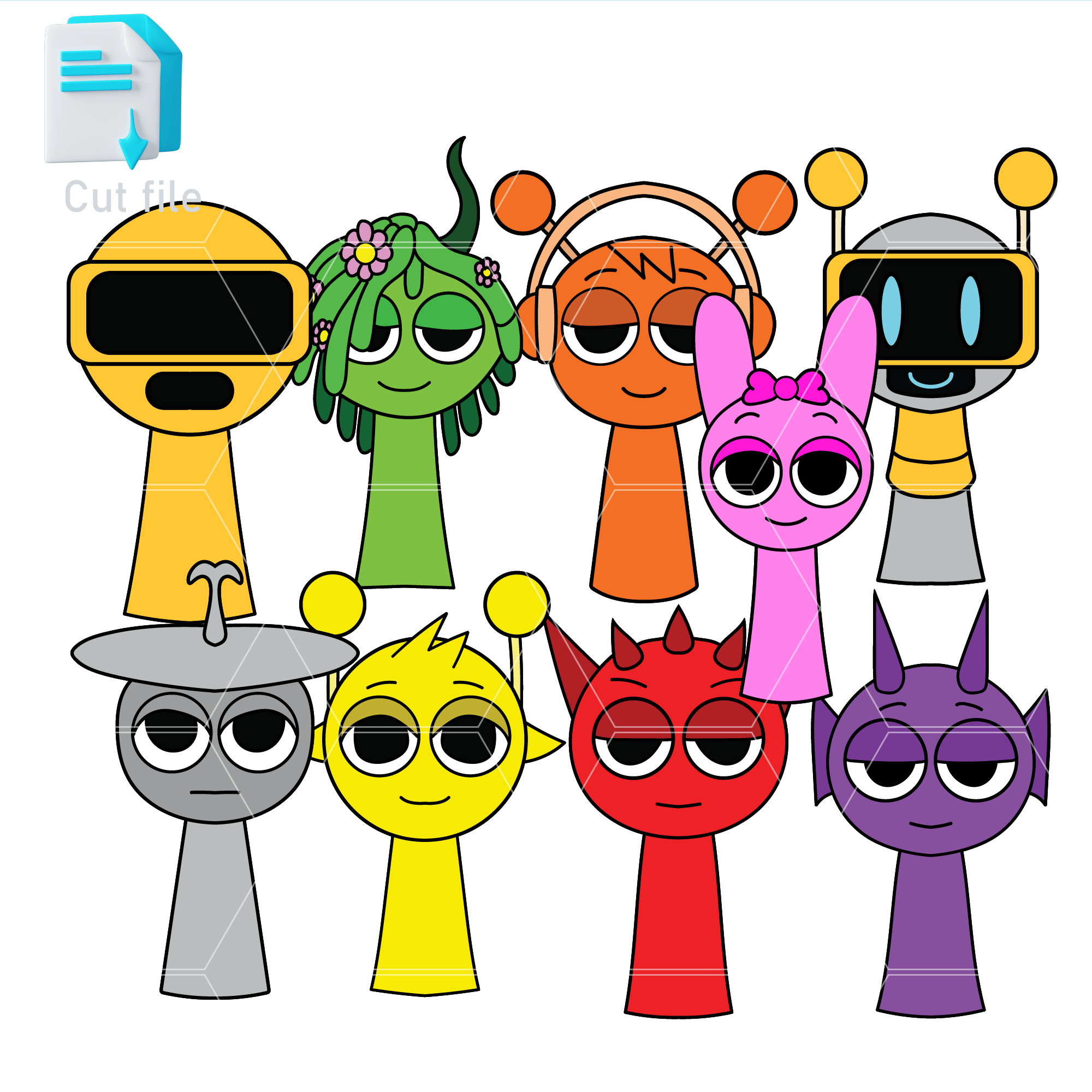 Bundle Sprunki Increedibox SVG,PNG,INk,Oren,Raddy,Silver Clu | Inspire ...