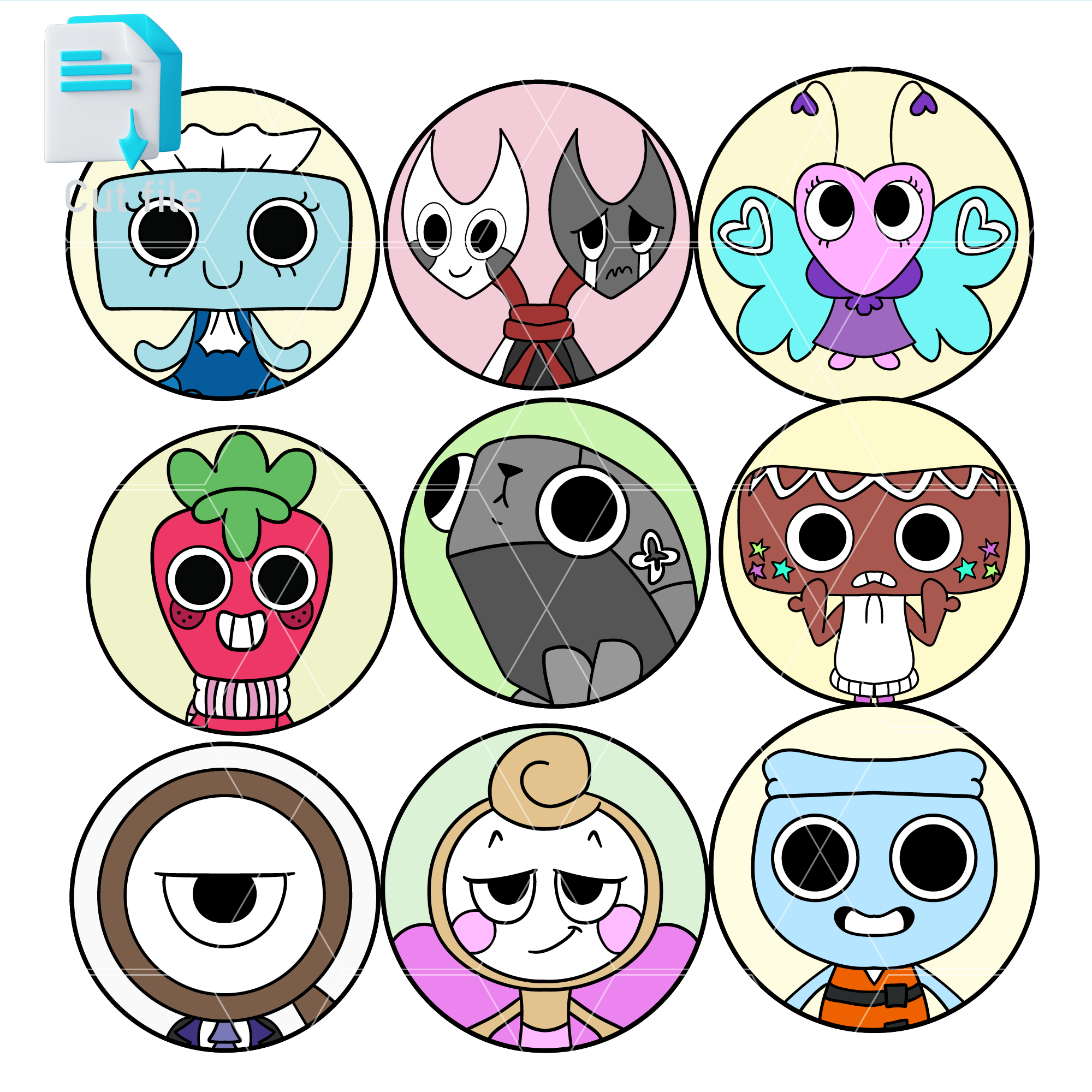 Bundle Stickers Vector Characters Dandy world SVG PNG,INk,Sp | Inspire ...