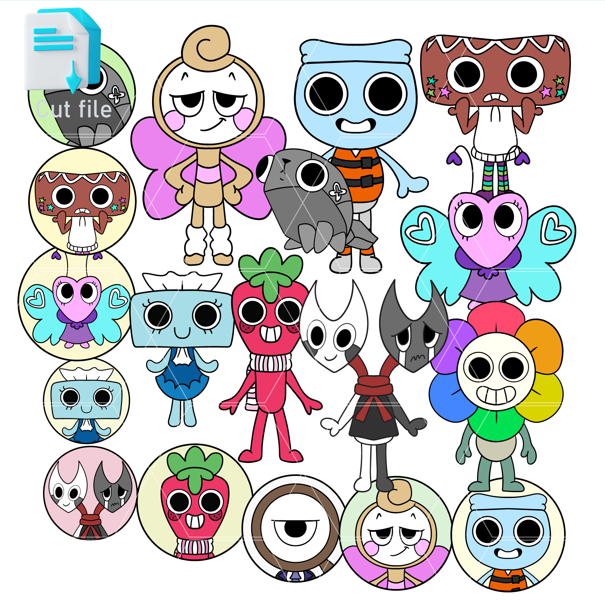 Bundle Stickers Vector Characters Dandy world SVG PNG,INk,Sp | Inspire ...