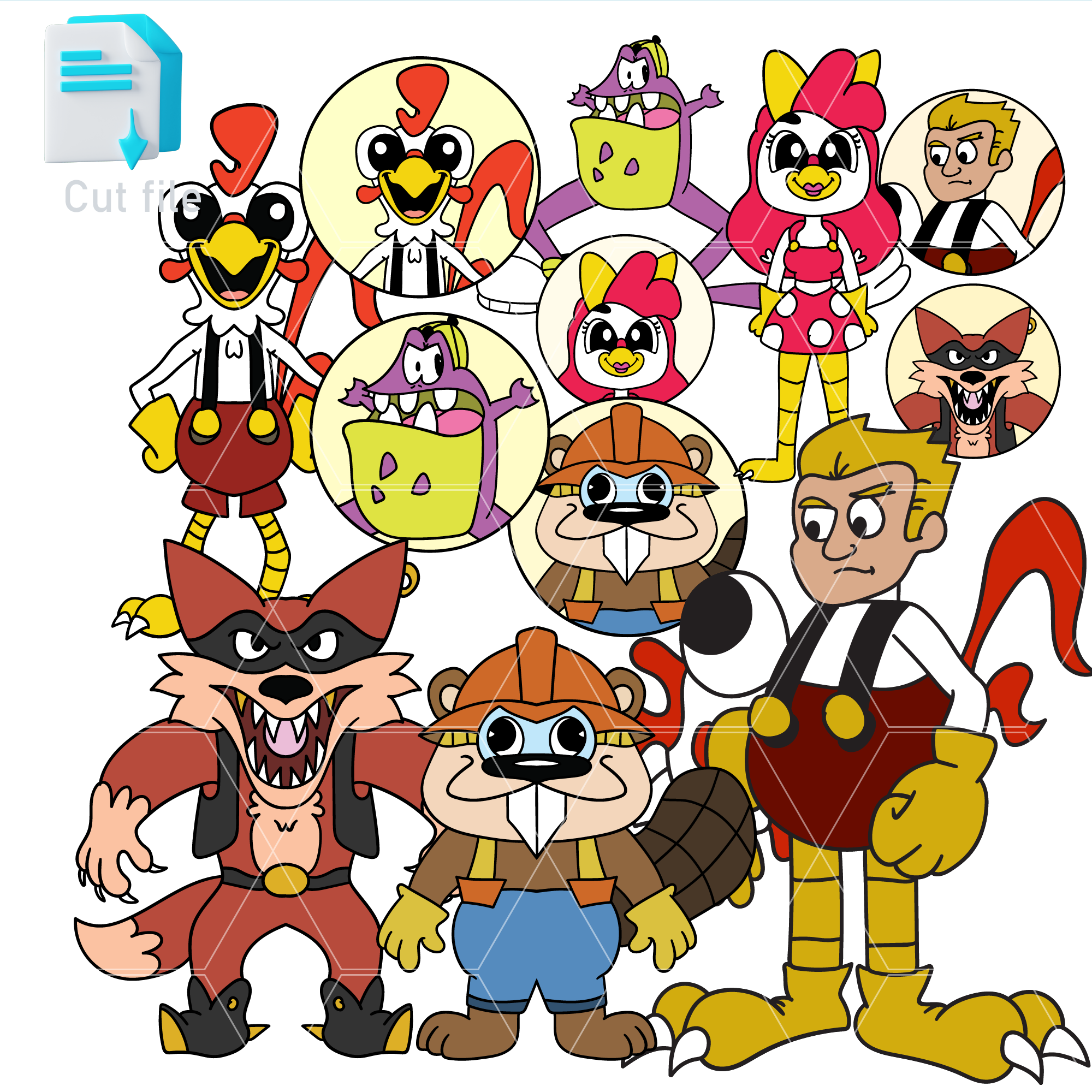 Editable Bundle Vector Characters,Barney Beaverton, Clucky,R | Inspire ...