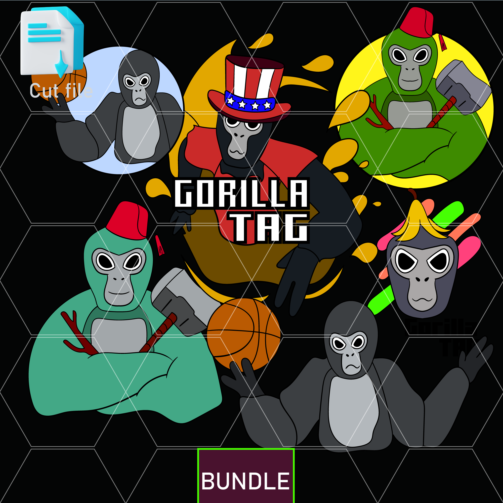 Editable Bundle Vector Characters,Gorilla Tag SVG, Gorilla T | Inspire Uplift