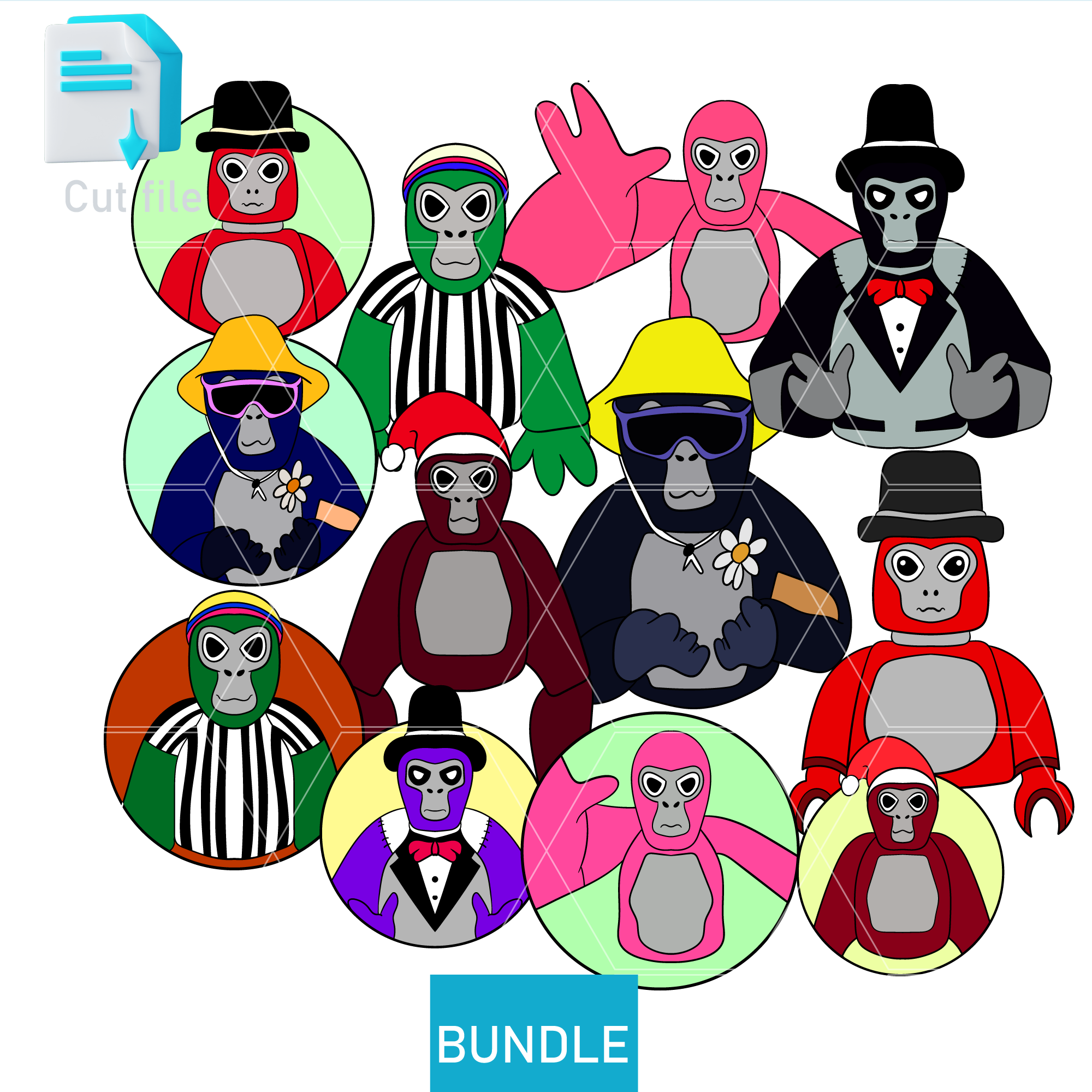 Editable Bundle Vector Characters,Gorilla Tag SVG, Gorilla T | Inspire ...