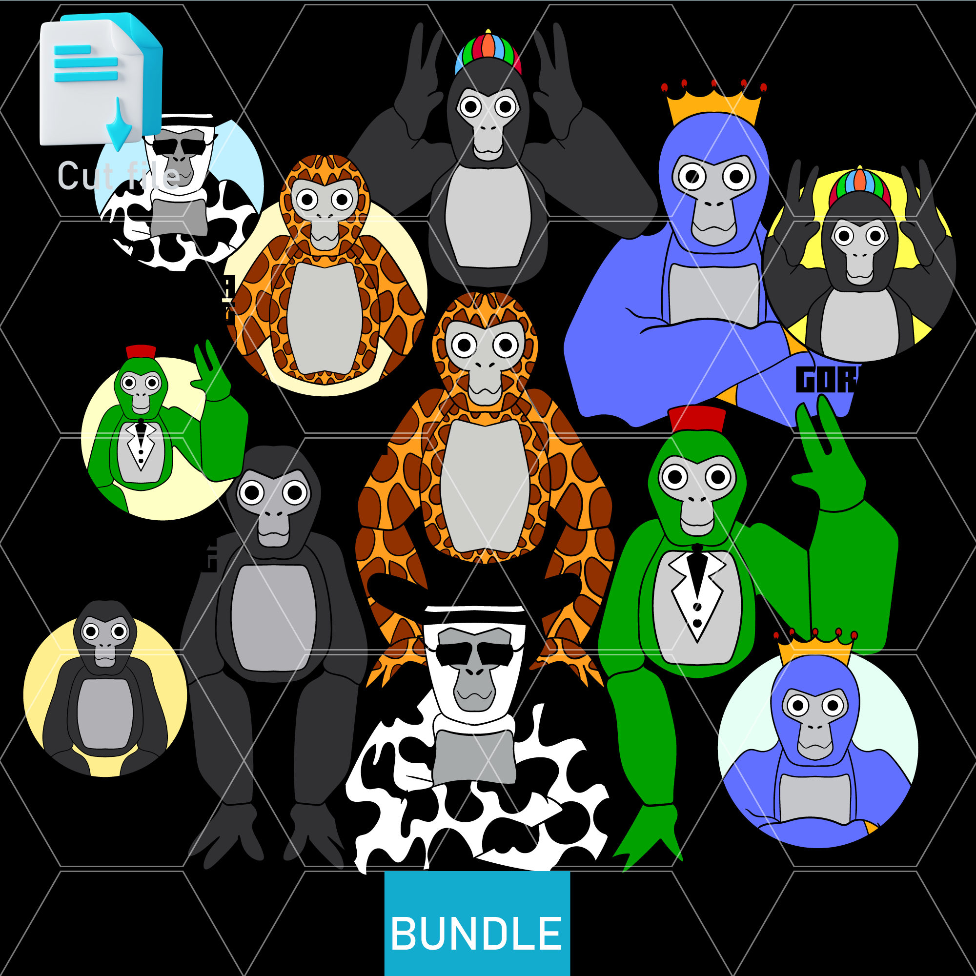 Editable Bundle Vector Characters,Gorilla Tag SVG, Gorilla T | Inspire ...