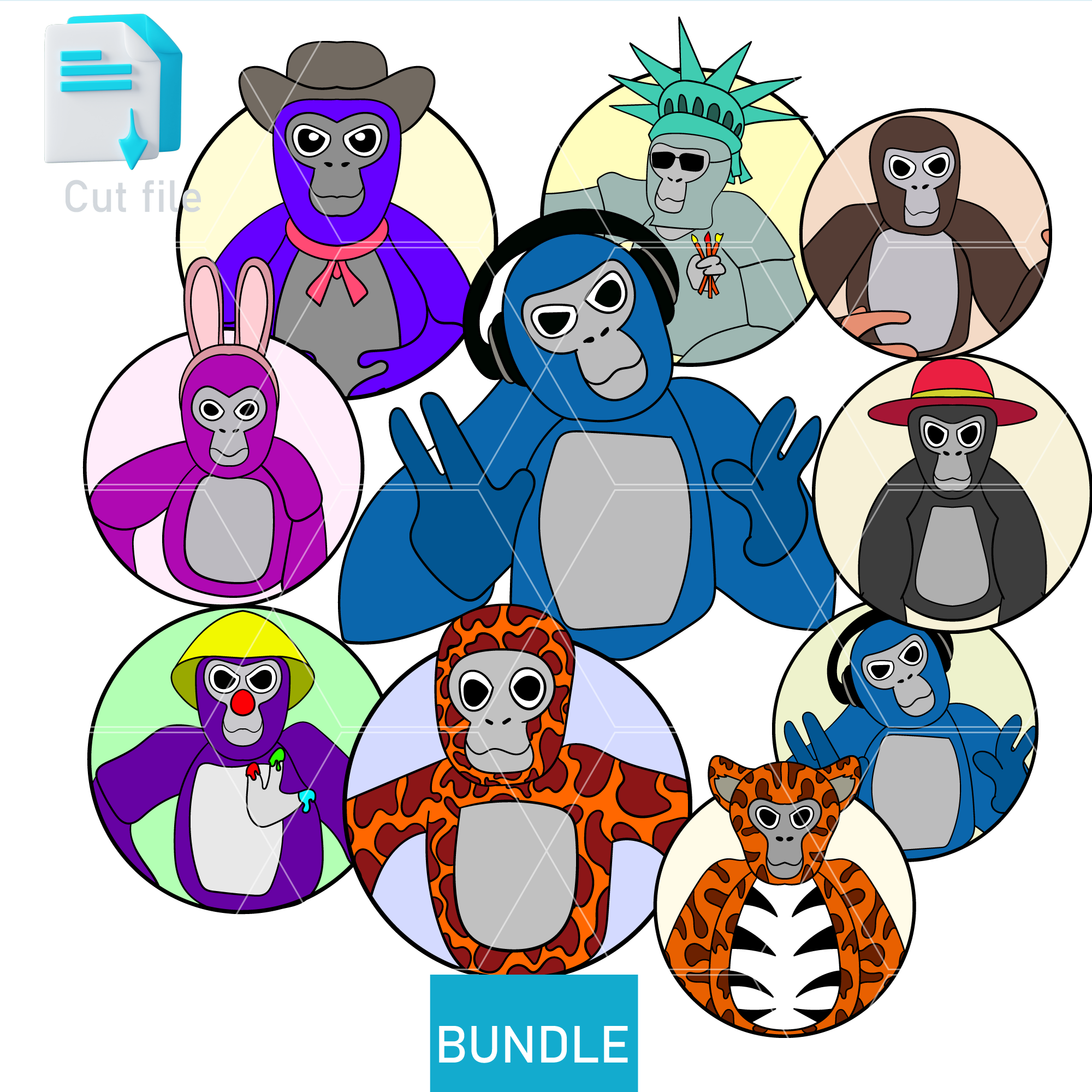 Editable Bundle Vector Characters,Gorilla Tag SVG, Gorilla T | Inspire ...