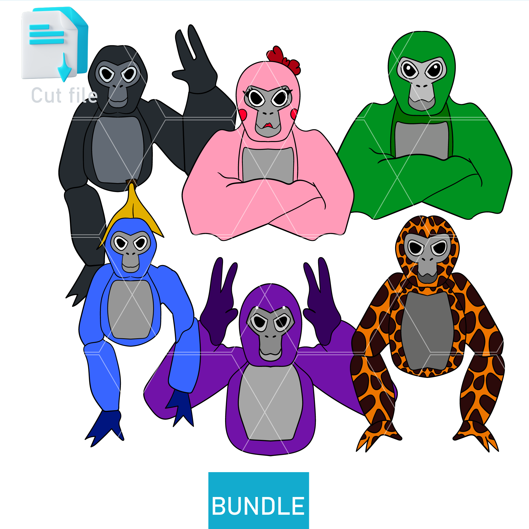 Editable Bundle Vector Characters,Gorilla Tag SVG, Gorilla T | Inspire ...