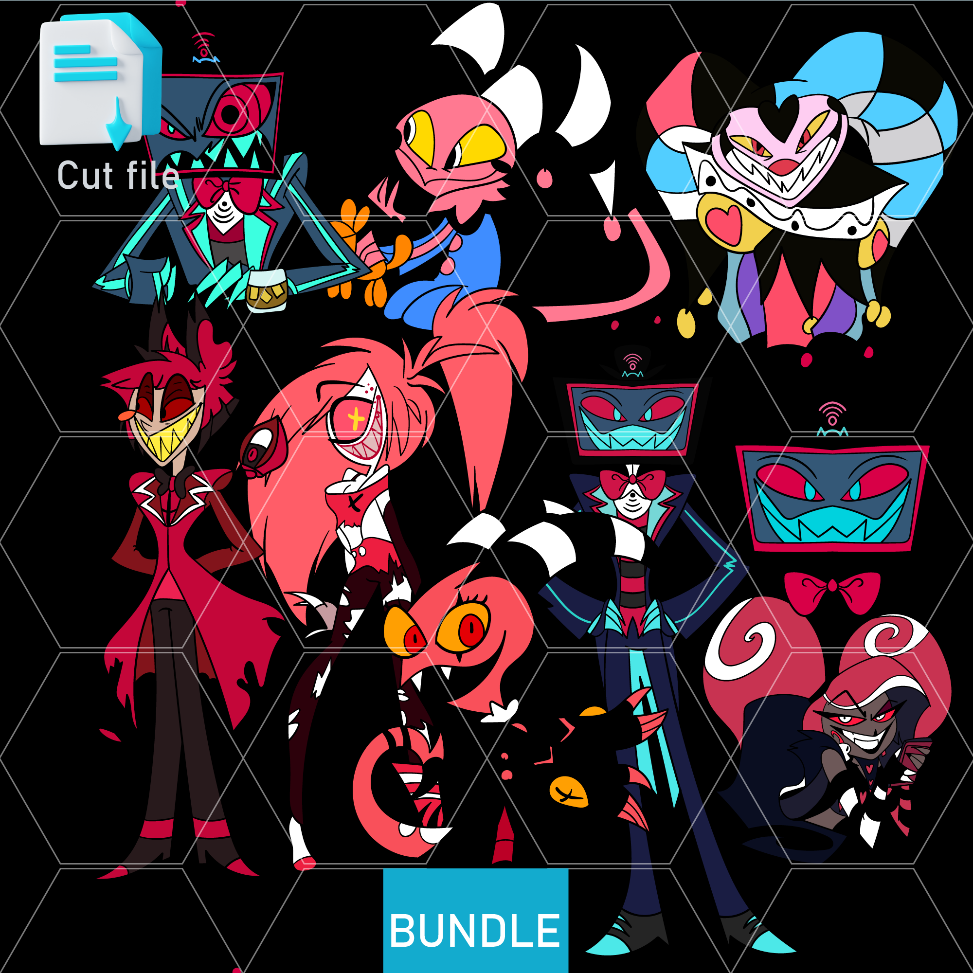 Editable Bundle Hazbin Hotel Blitzo Coloring pages png,Ink,A | Inspire ...