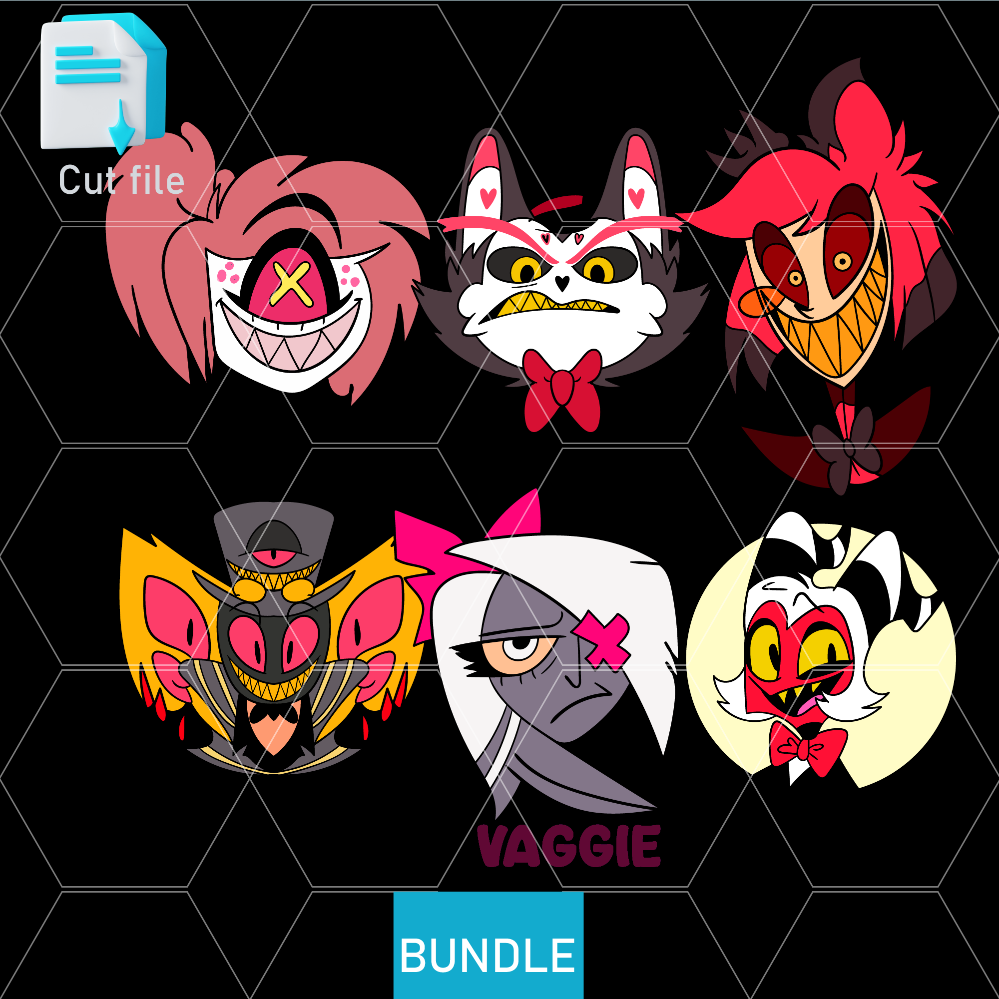 Editable Bundle Vaggie Angel Dust Hazbin Hotel Head, Alastor | Inspire ...