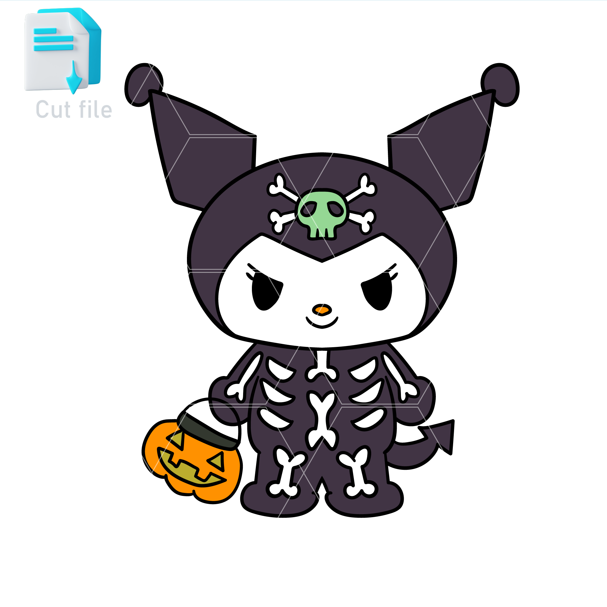 Editable SVG,Ink,Png,Cut file, Kuromi Skeleton Vector Illust | Inspire Uplift