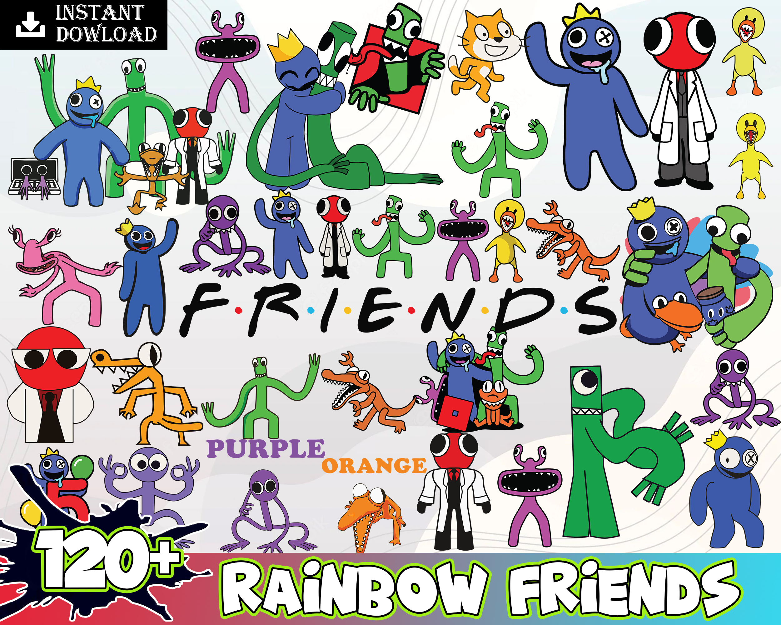 120 Rainbow Friends Bundle Svg, Rainbow Friends Svg, Rainbow | Inspire ...