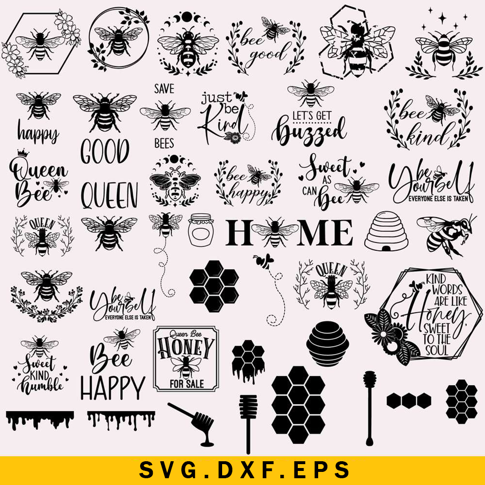 Bee Bundle Svg, Honey Bee Svg, Bee Svg, Bee Funny Svg, Dxf E | Inspire ...