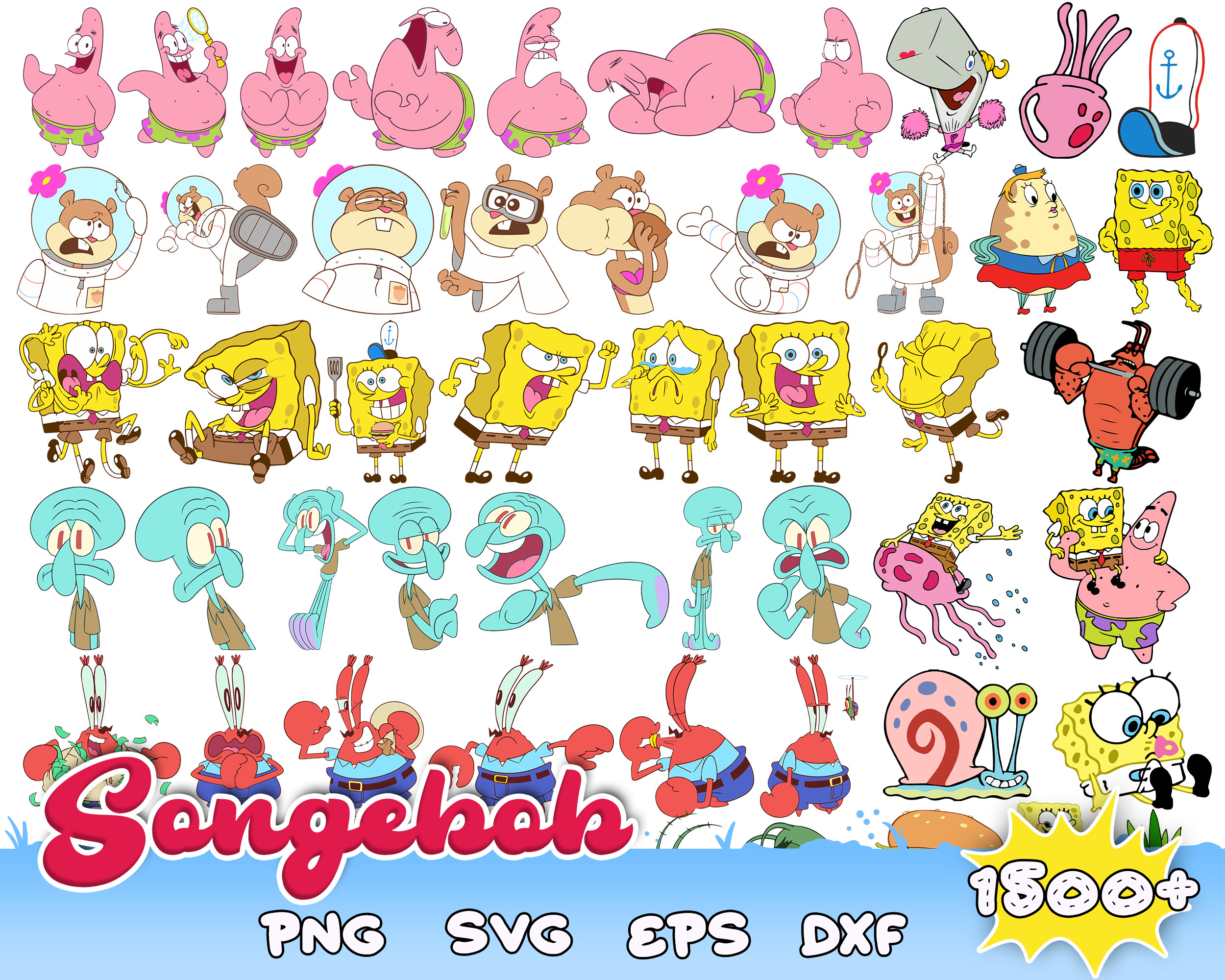 Spongebob Bundle Svg, Spongebob Svg, Gary Svg, Squidward Sv | Inspire ...