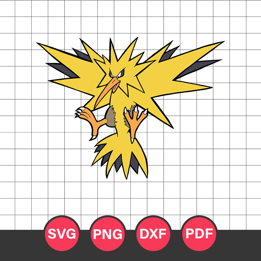 Zapdos Svg, Pokemon Characters Svg, Pokemon Svg, Anime Svg, | Inspire ...