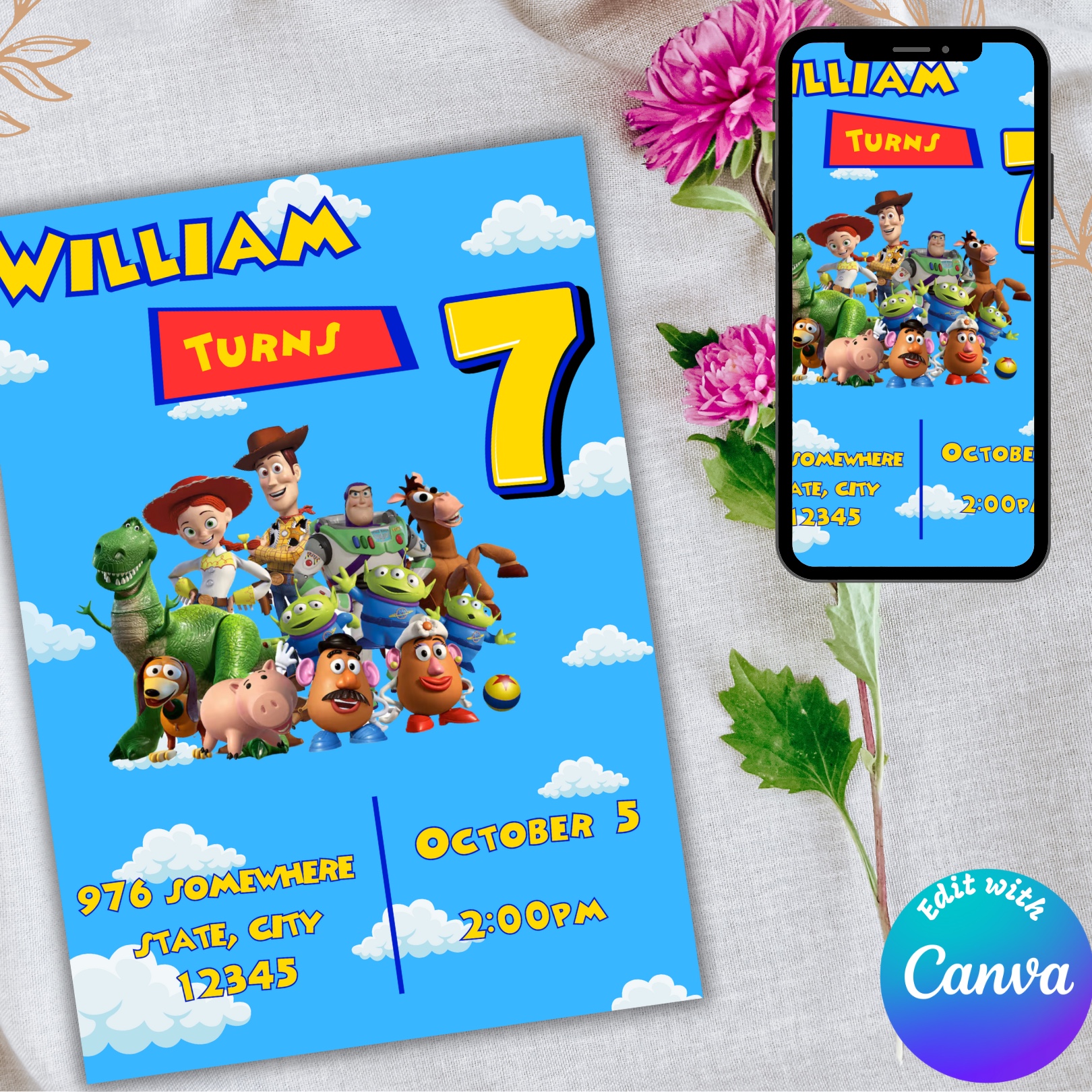 Customizable Toy Story Birthday Invitation | Instant downloa | Inspire Uplift