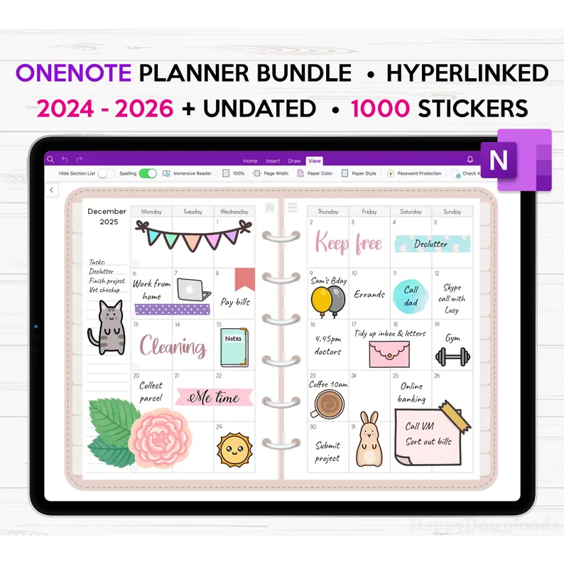 OneNote Planner 2025 2026 & Undated, Hyperlinked OneNote Dig | Inspire ...