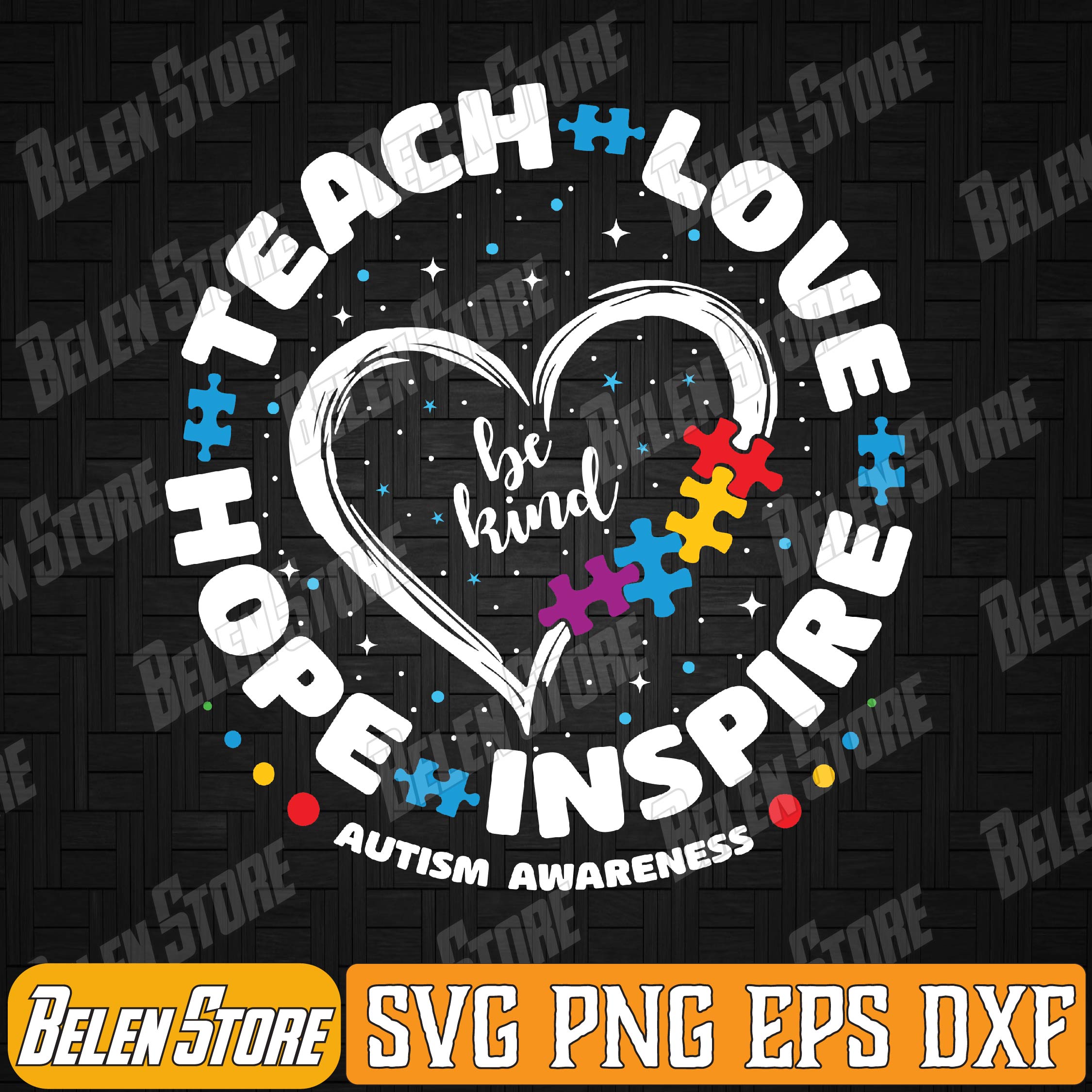 Autism Teach Love Inspire Hope Teacher Blue Autism Awareness | Inspire ...