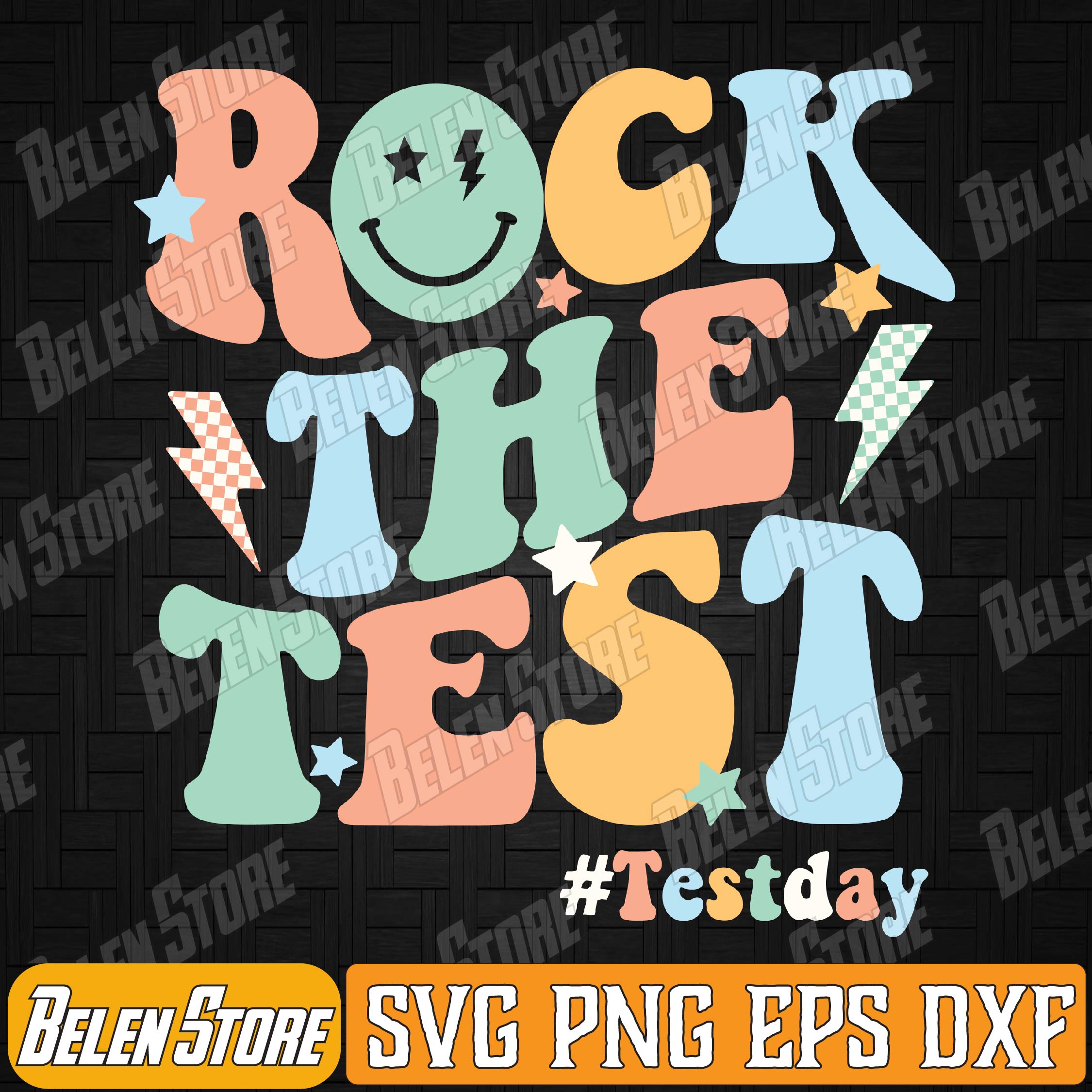 Rock The Test Testing Day Retro Motivational Teacher Student | Inspire ...