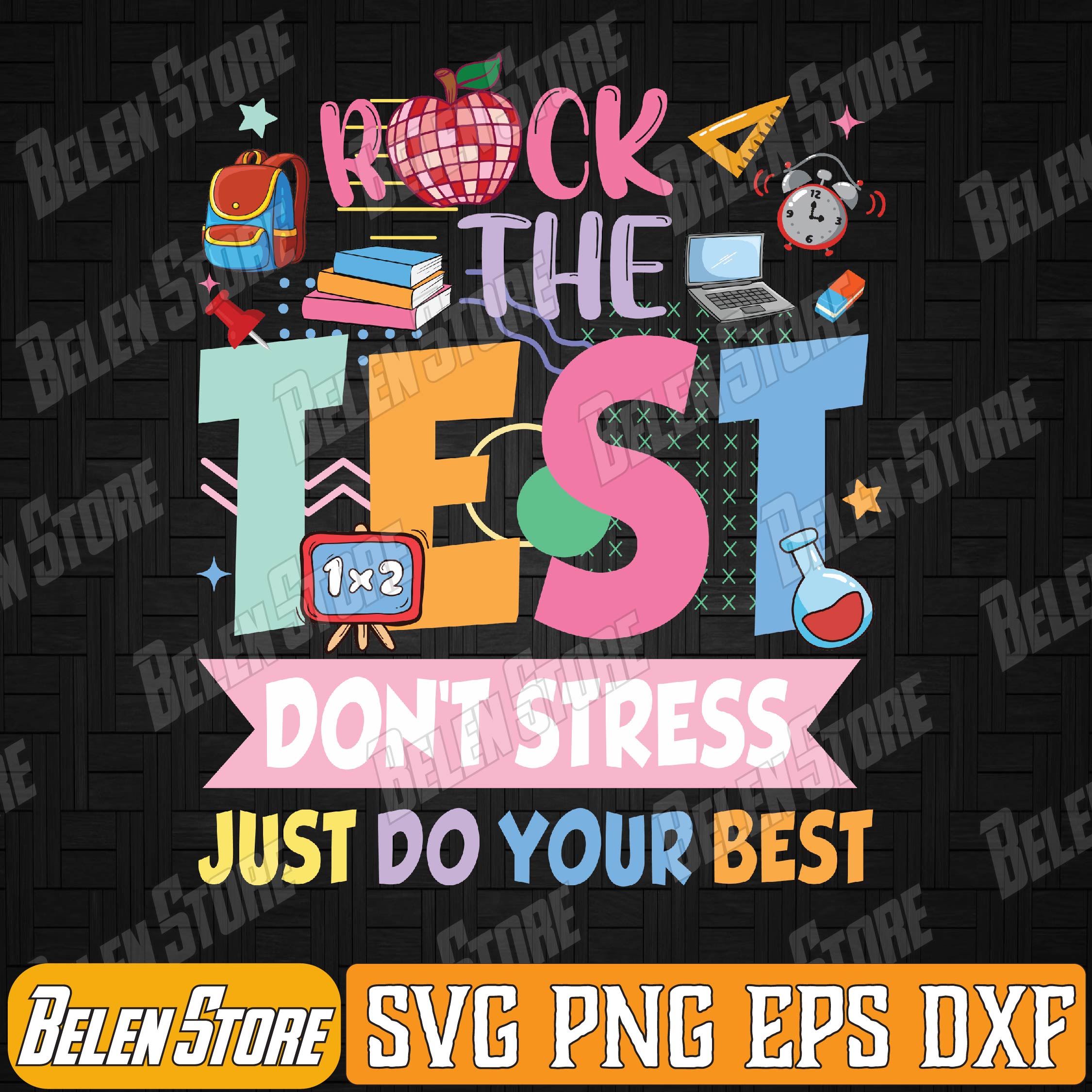 Rock The Test Testing Day Retro Motivational Teacher Student | Inspire ...