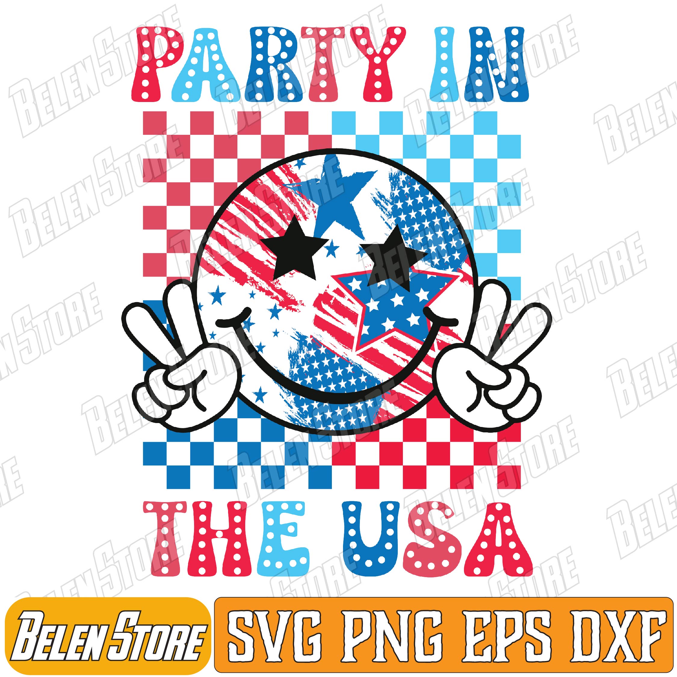 Party in the USA 4th Of July Preppy Smile Kids Men Svg, Retr | Inspire ...
