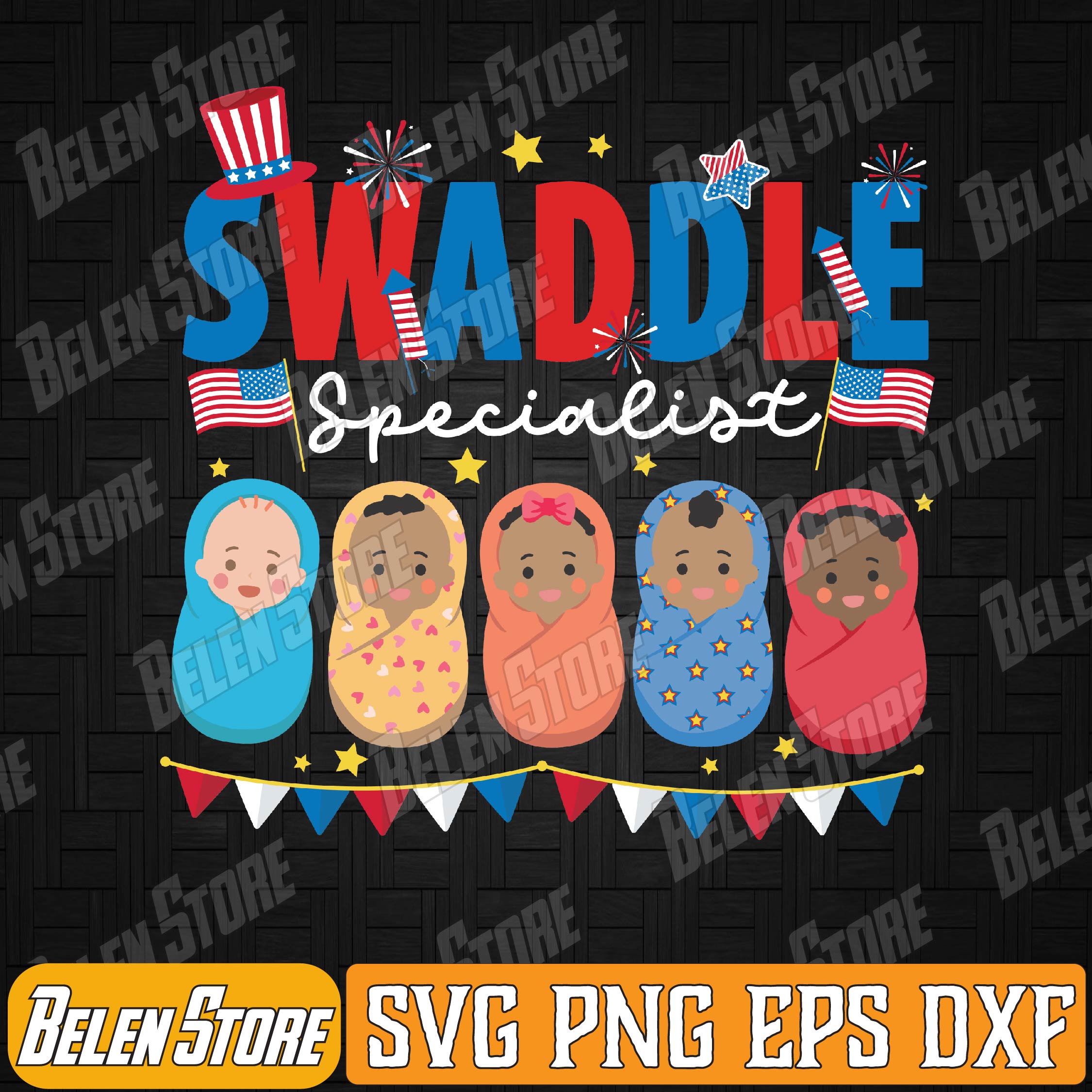 Swaddle Specialist NICU 4th Of July Mother Baby Nurse Svg, 4 | Inspire ...