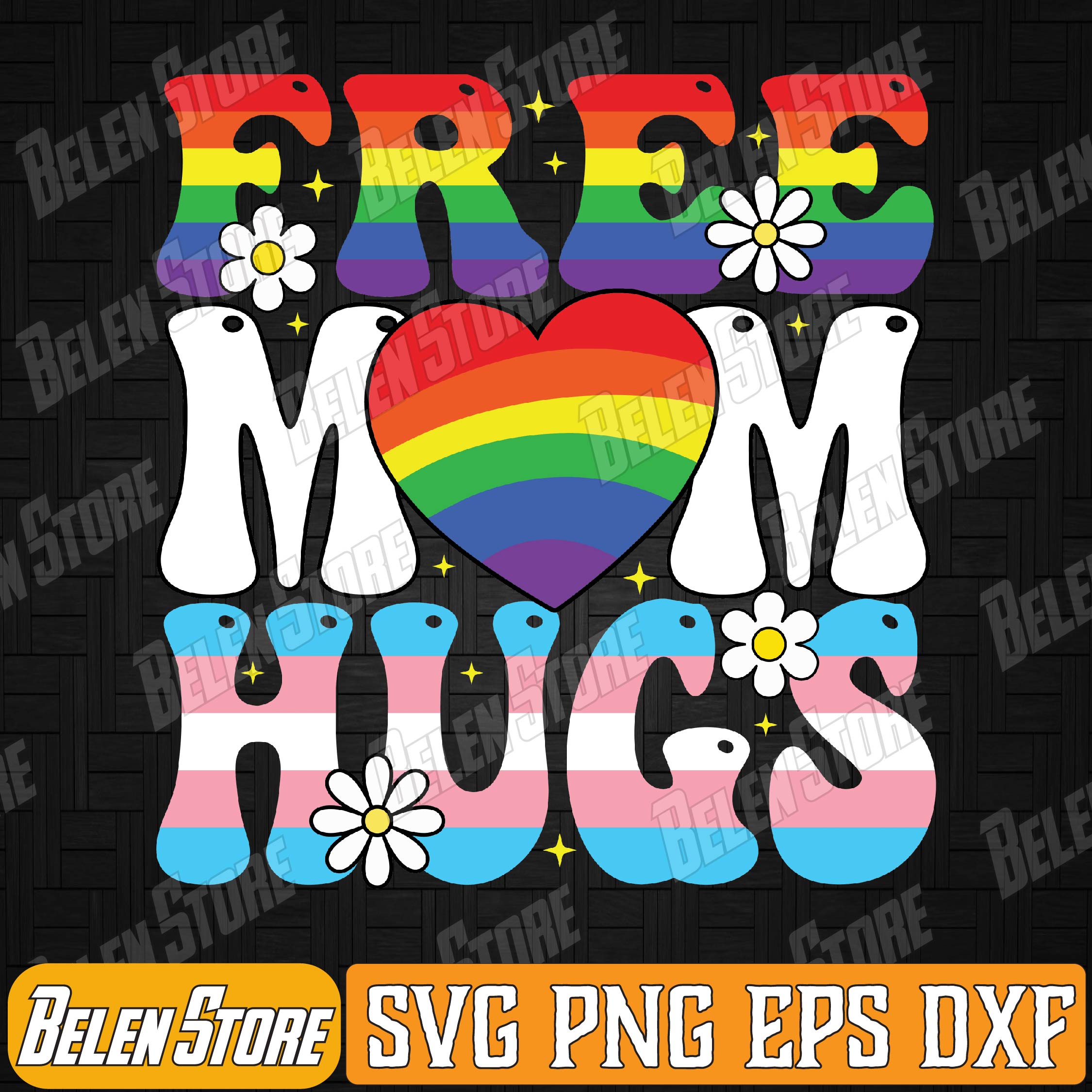 Free Mom Hugs LGBT Pride Parades Rainbow Flag Svg, Free Mom | Inspire Uplift