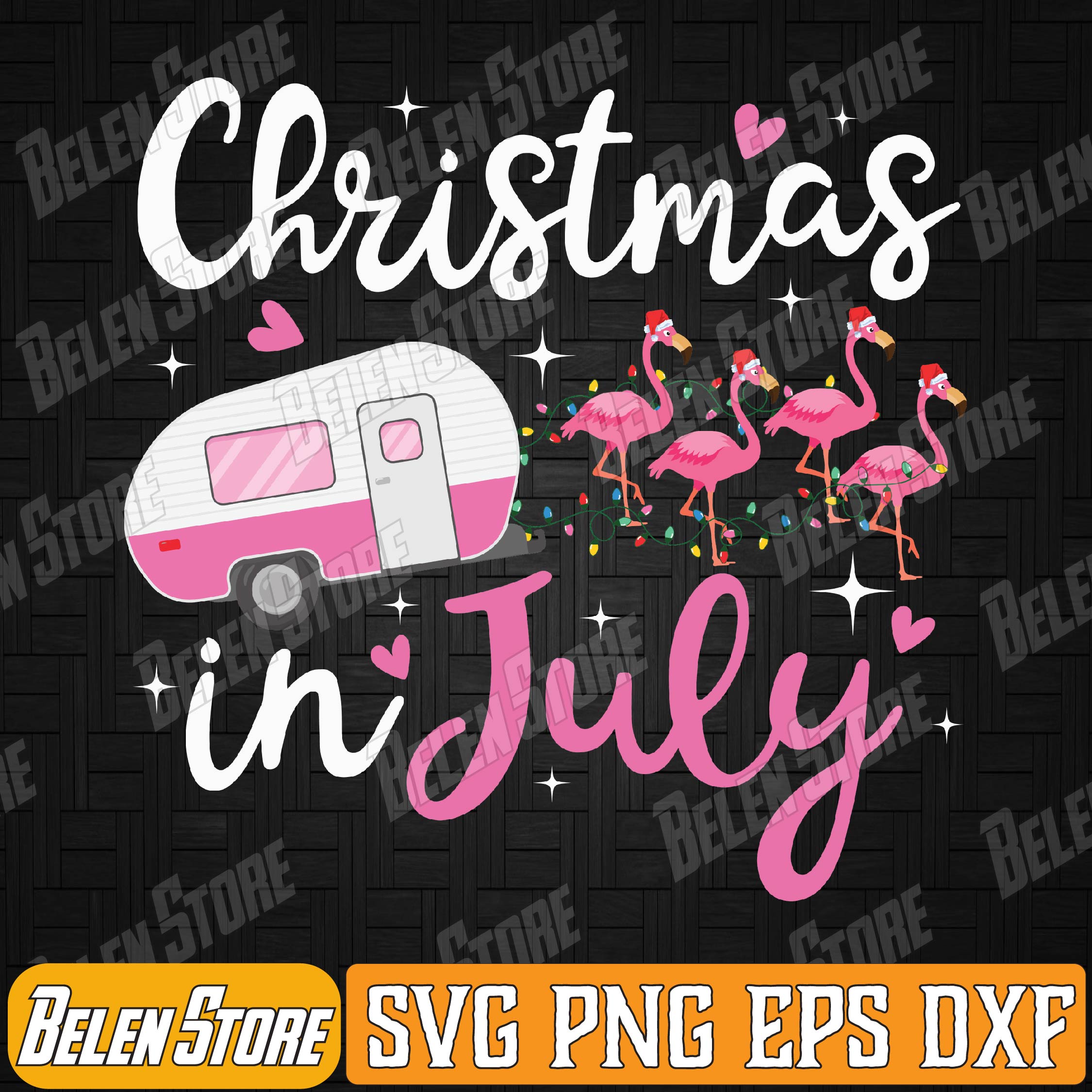 Christmas In July Funny Santta Flamingo Sleigh For Girls Kid | Inspire ...