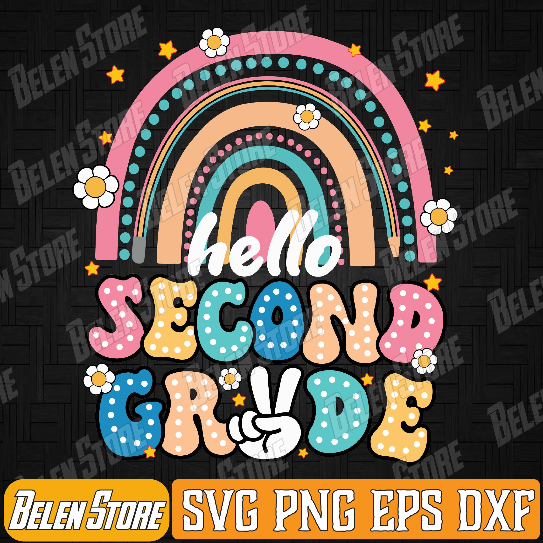Groovy Rainbow Hello Second Grade First Day Teacher Kid Svg, | Inspire ...