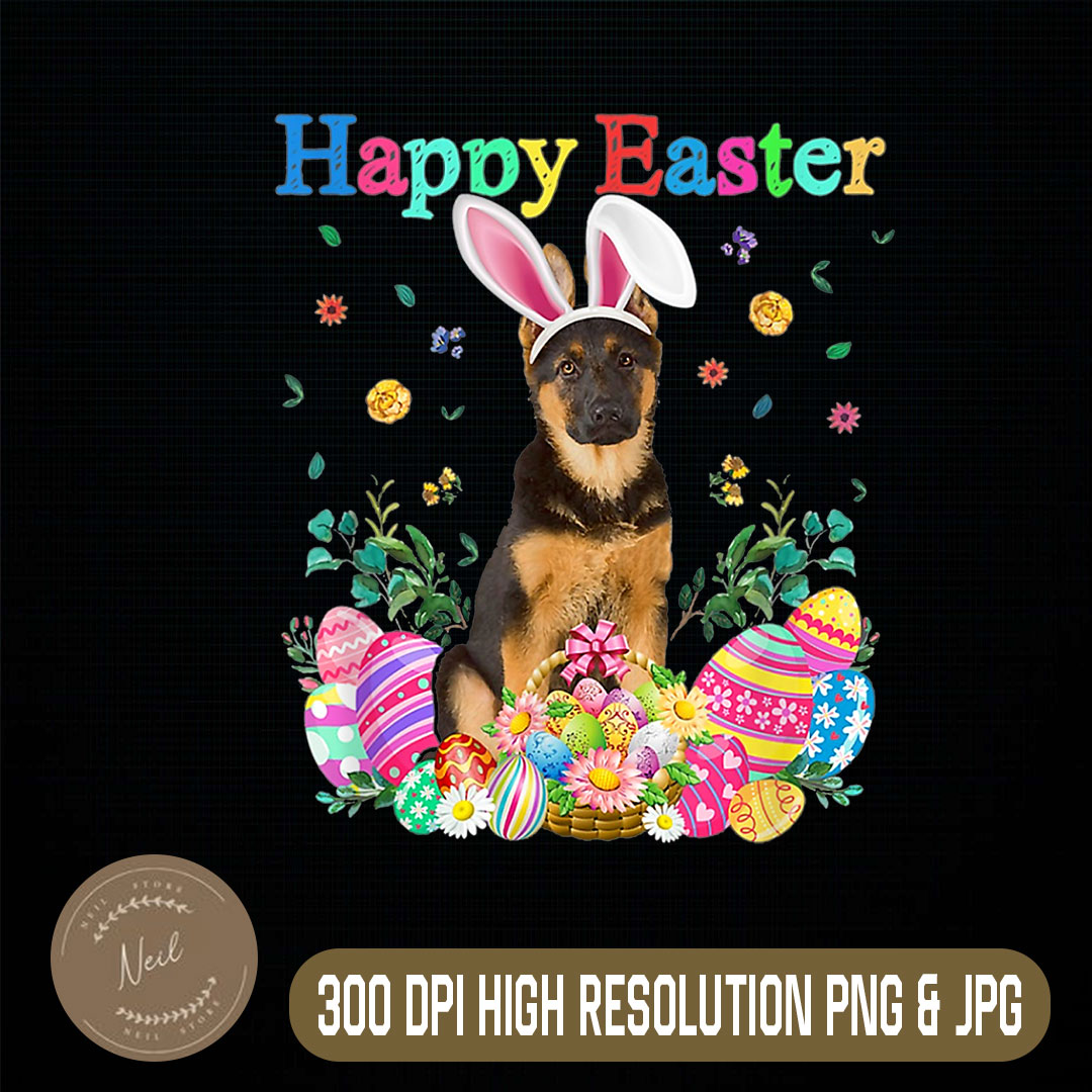 Easter Bunny German Shepherd Dog With Easter Eggs Basket Eas | Inspire ...