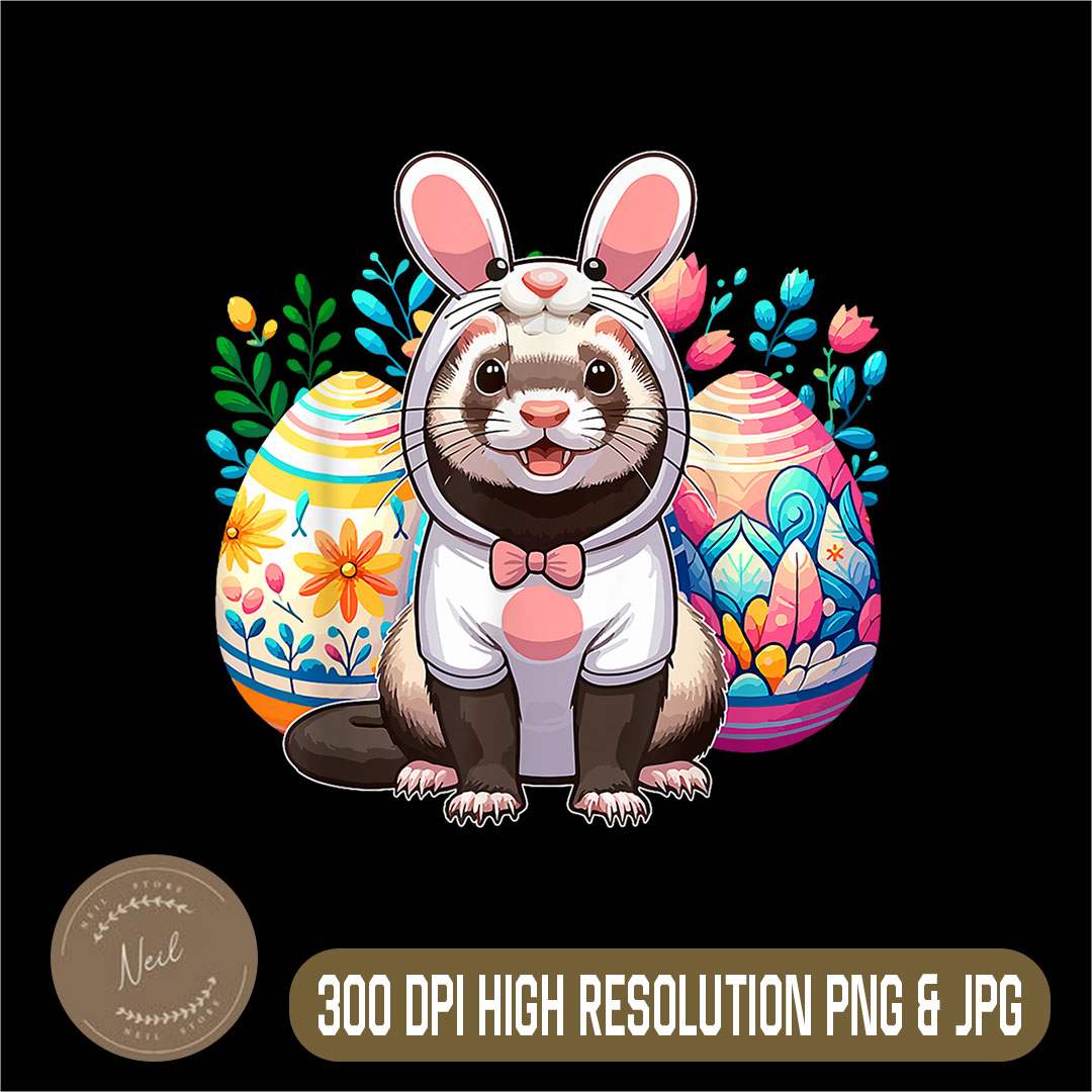 Easter Ferret Cosplay Png, Bunny Hunting Colorful Eggs Png,P - Inspire ...