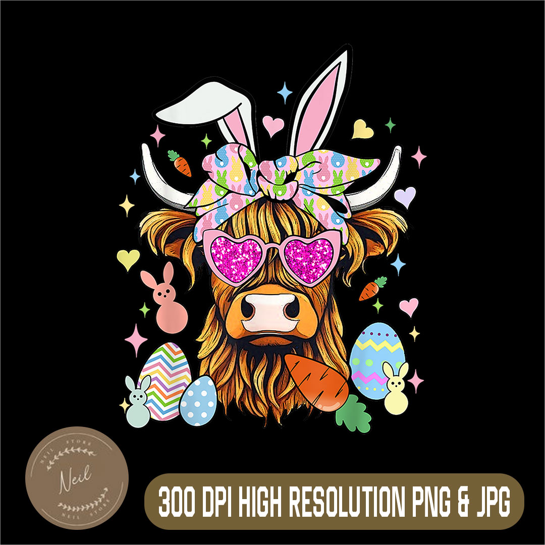 Easter Day Png, Highland Cow Png,PNG High Quality, PNG, Digi | Inspire ...