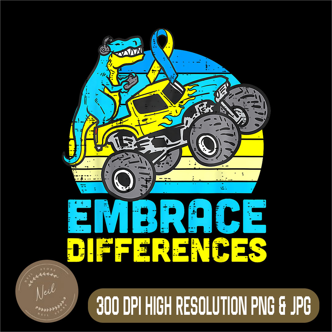 Embrace Differences Png, Down Syndrome Awareness Truck Dino | Inspire ...