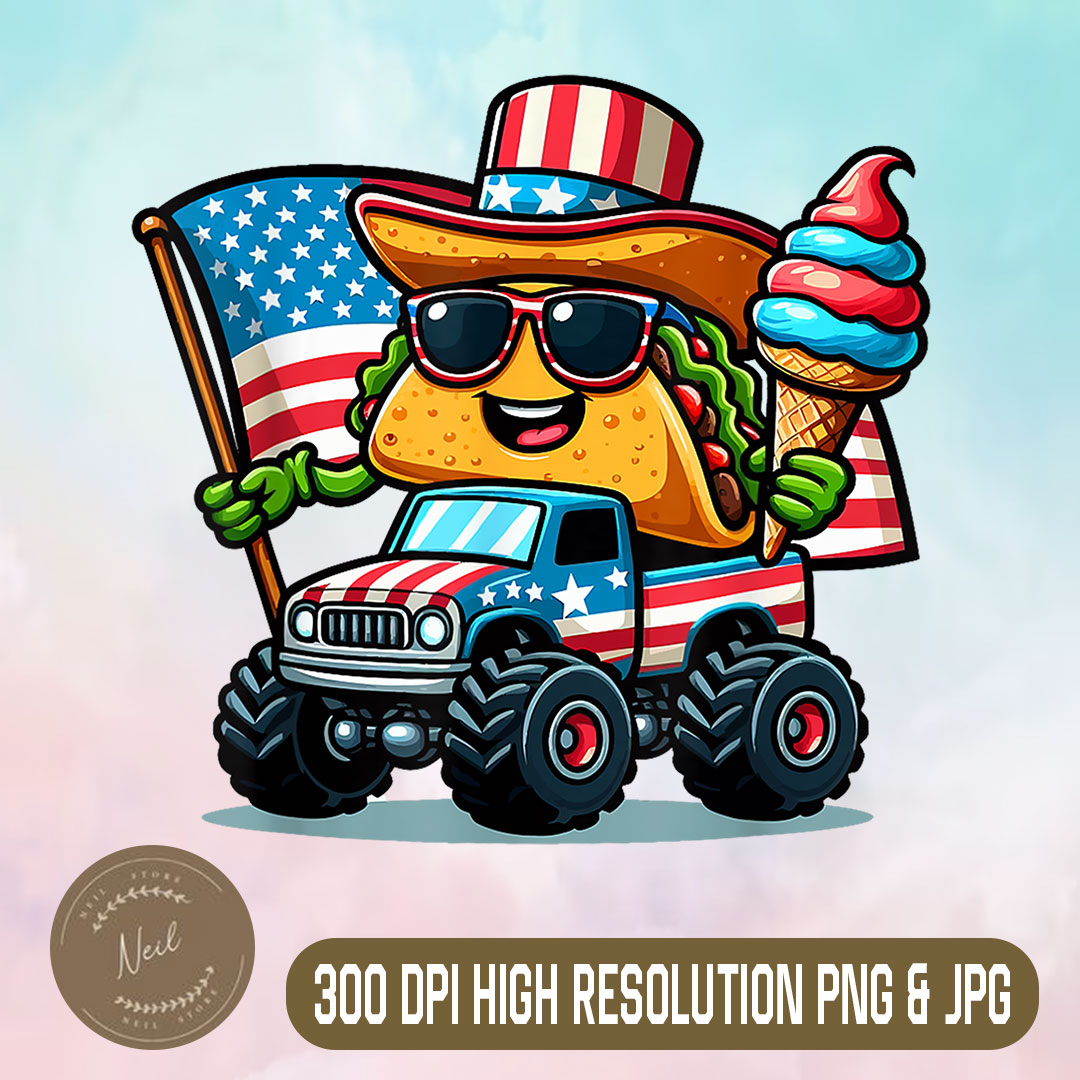 Funny Taco Riding Monster Truck Png, Holding Ice Cream Png,D | Inspire ...
