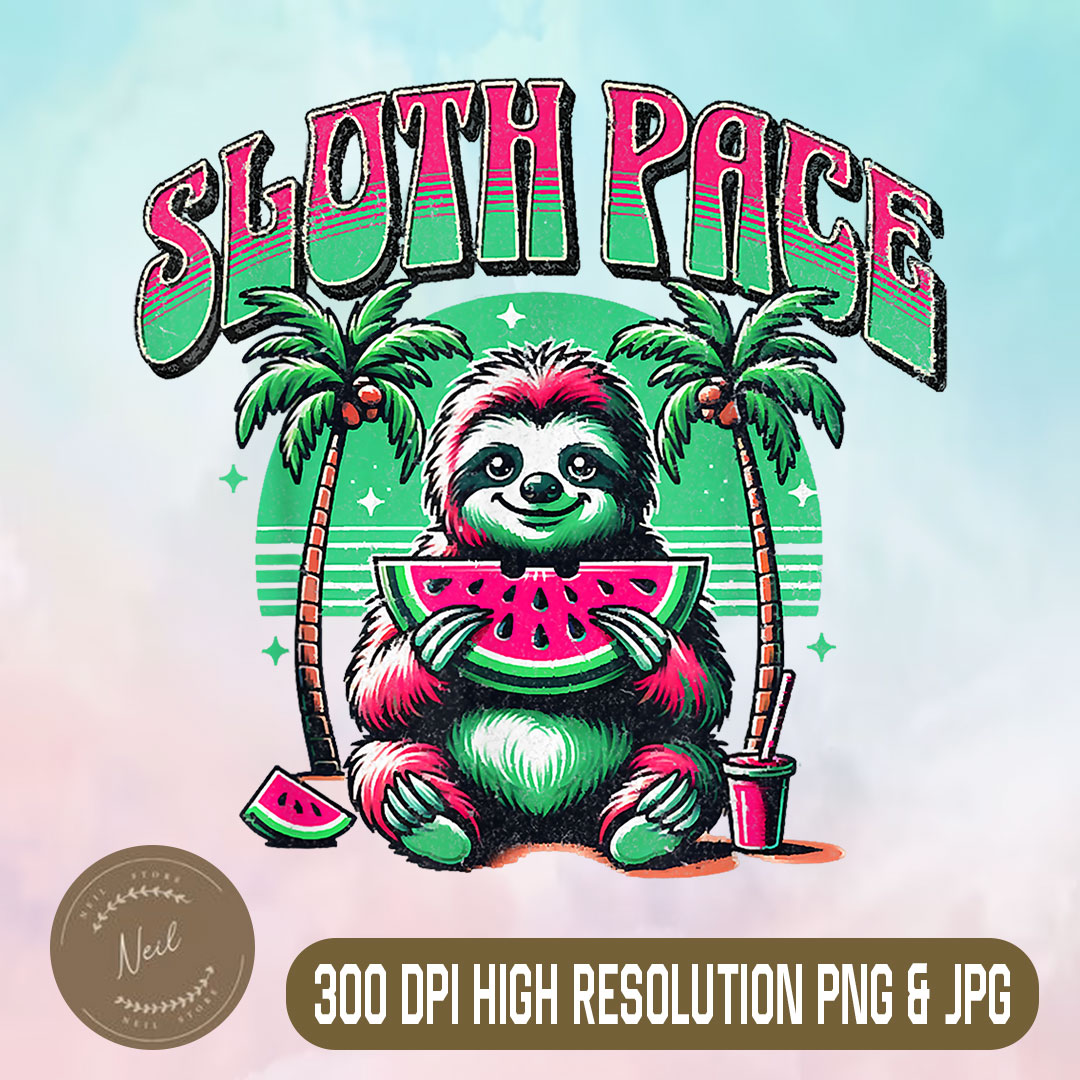 Summer Sloth Pace Png, Digital File, PNG High Quality, Subli | Inspire ...