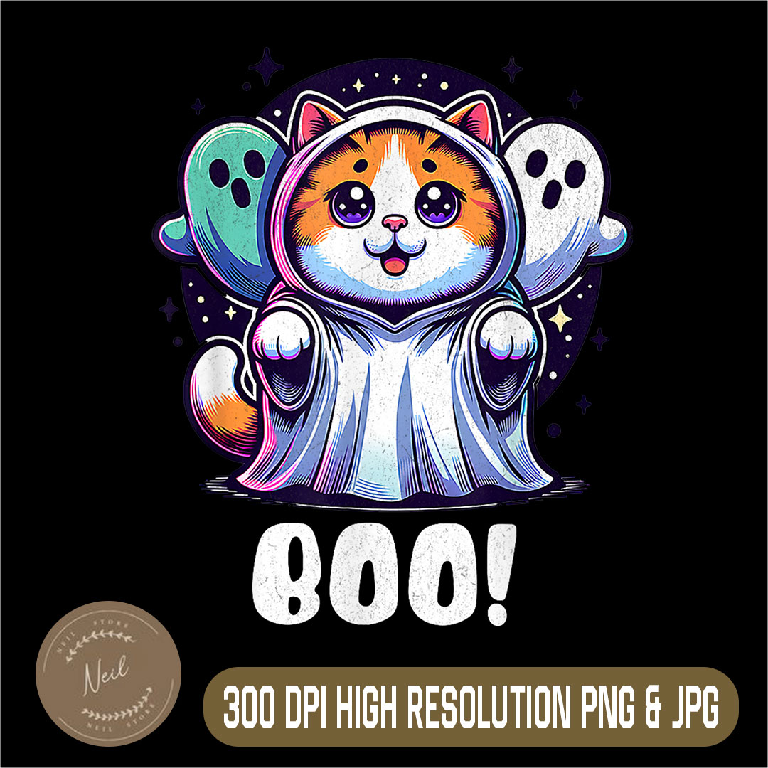 Ghost Cat Boo Png, Funny Cute Cat BOO Png, Kitty Halloween P | Inspire ...