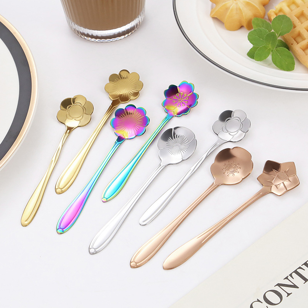 8-piece family set - stainless steel creative flower dessert | Inspire ...