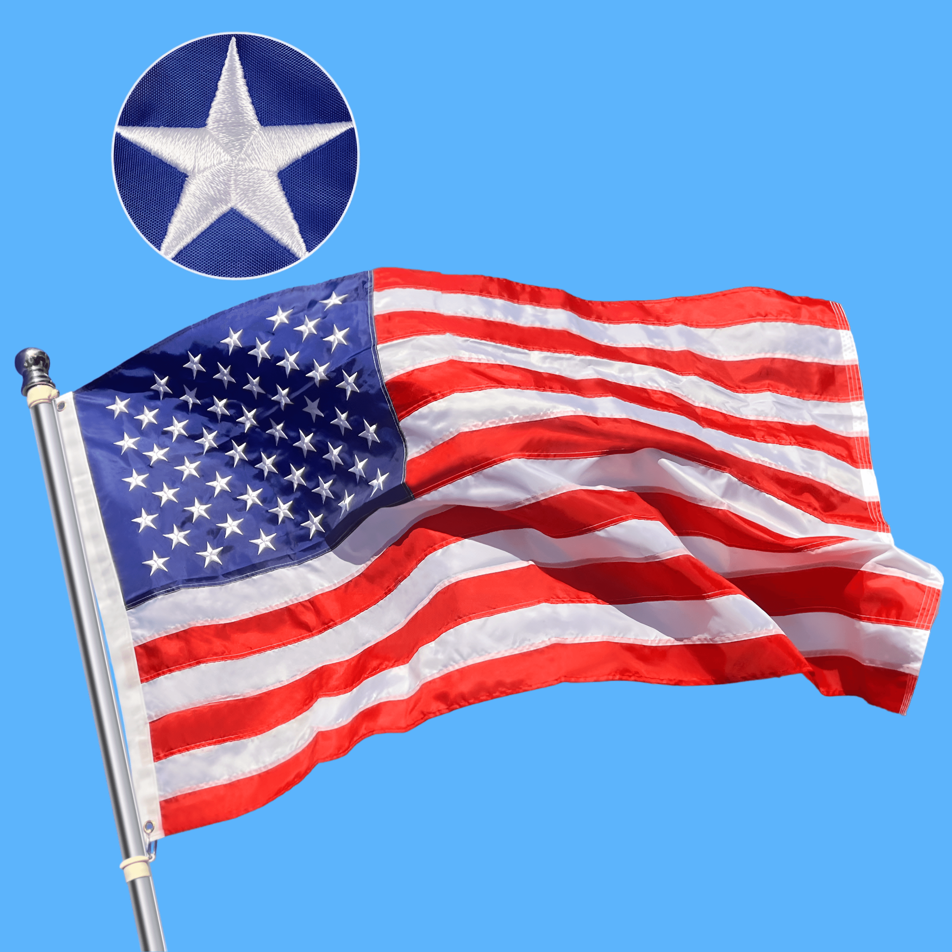 Luxury 3x5 US Flag – Made in USA, Embroidered Nylon | Inspire Uplift