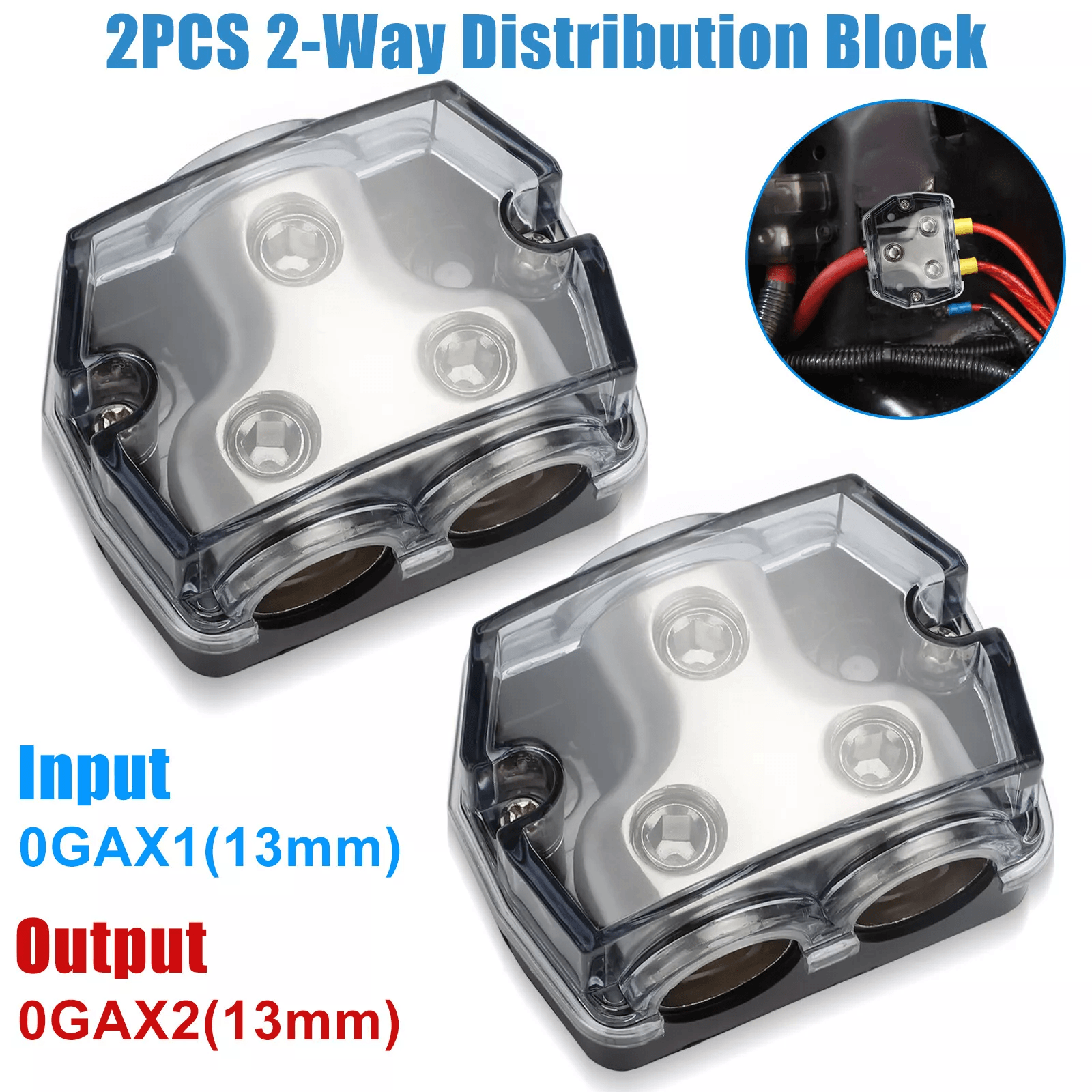 0 Gauge 2-Way Distribution Block for Car Audio Amps | Inspire Uplift