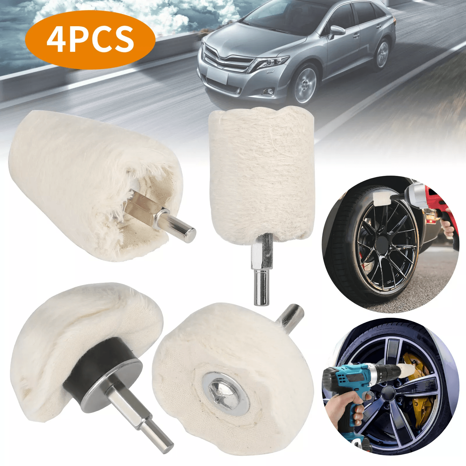 White Cotton Buffing Wheel Kit for Drills | Polishing Car | Inspire Uplift