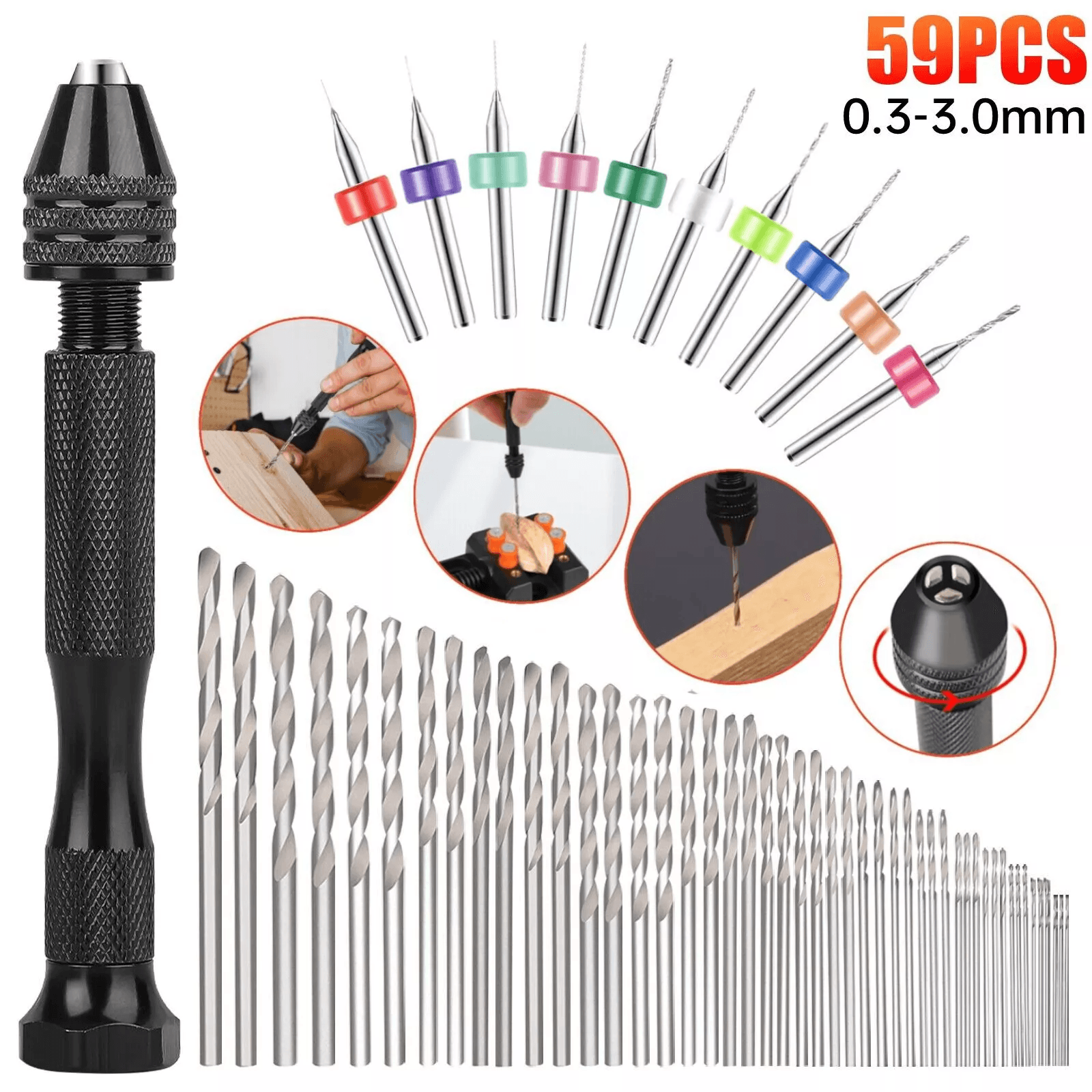 Mini Precision Pin Vise Drill Bits Rotary Kit | Inspire Uplift