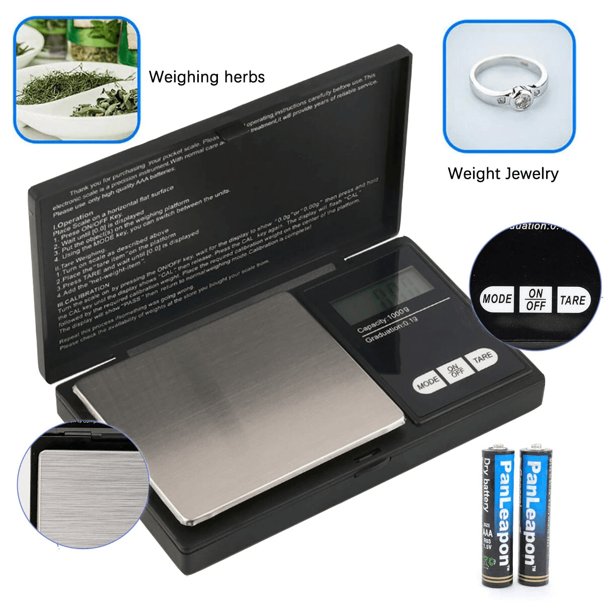 Pocket Digital Scale 1000g x 0.1g for Jewelry & Coins | Inspire Uplift