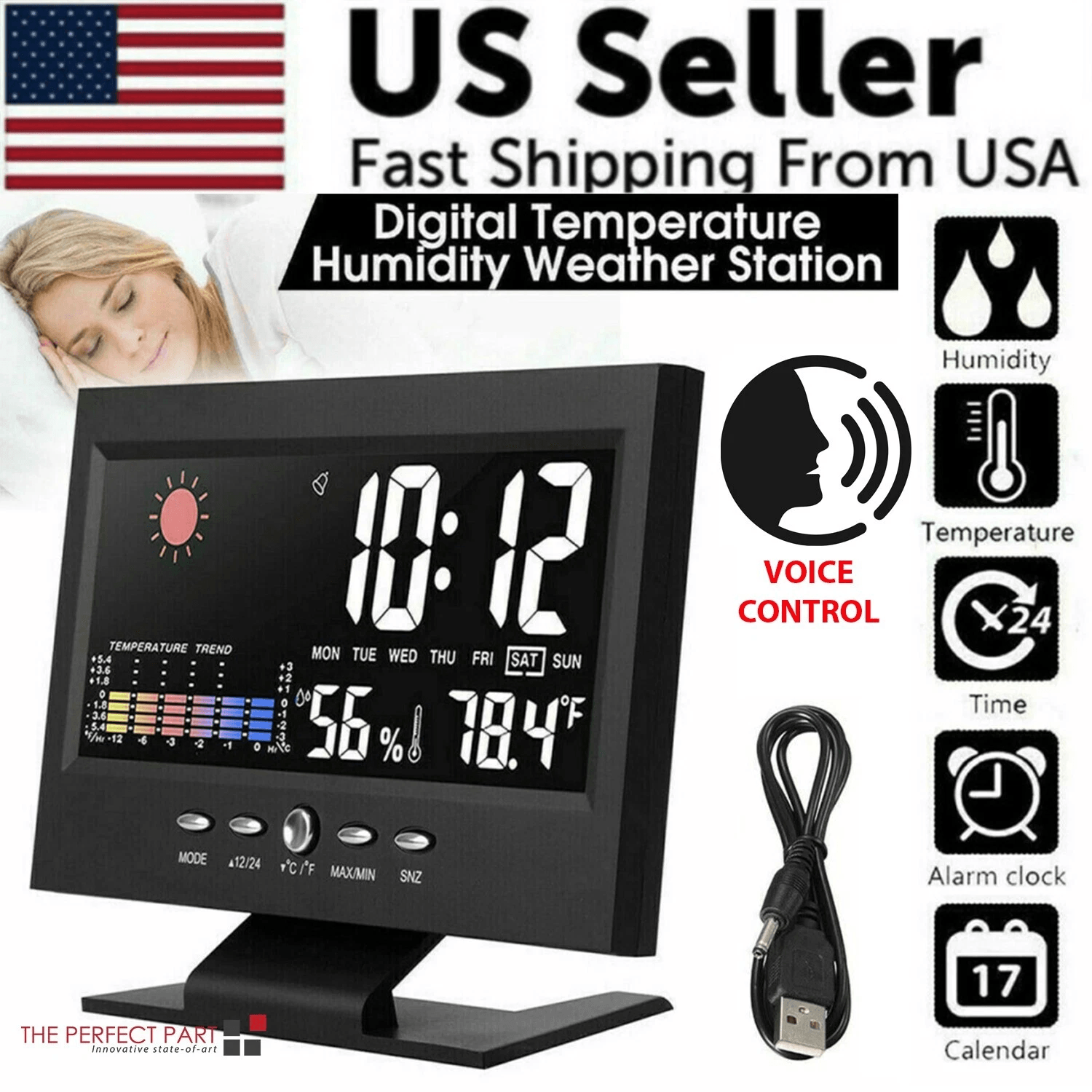 LED Digital Alarm Clock with Weather Display | Inspire Uplift