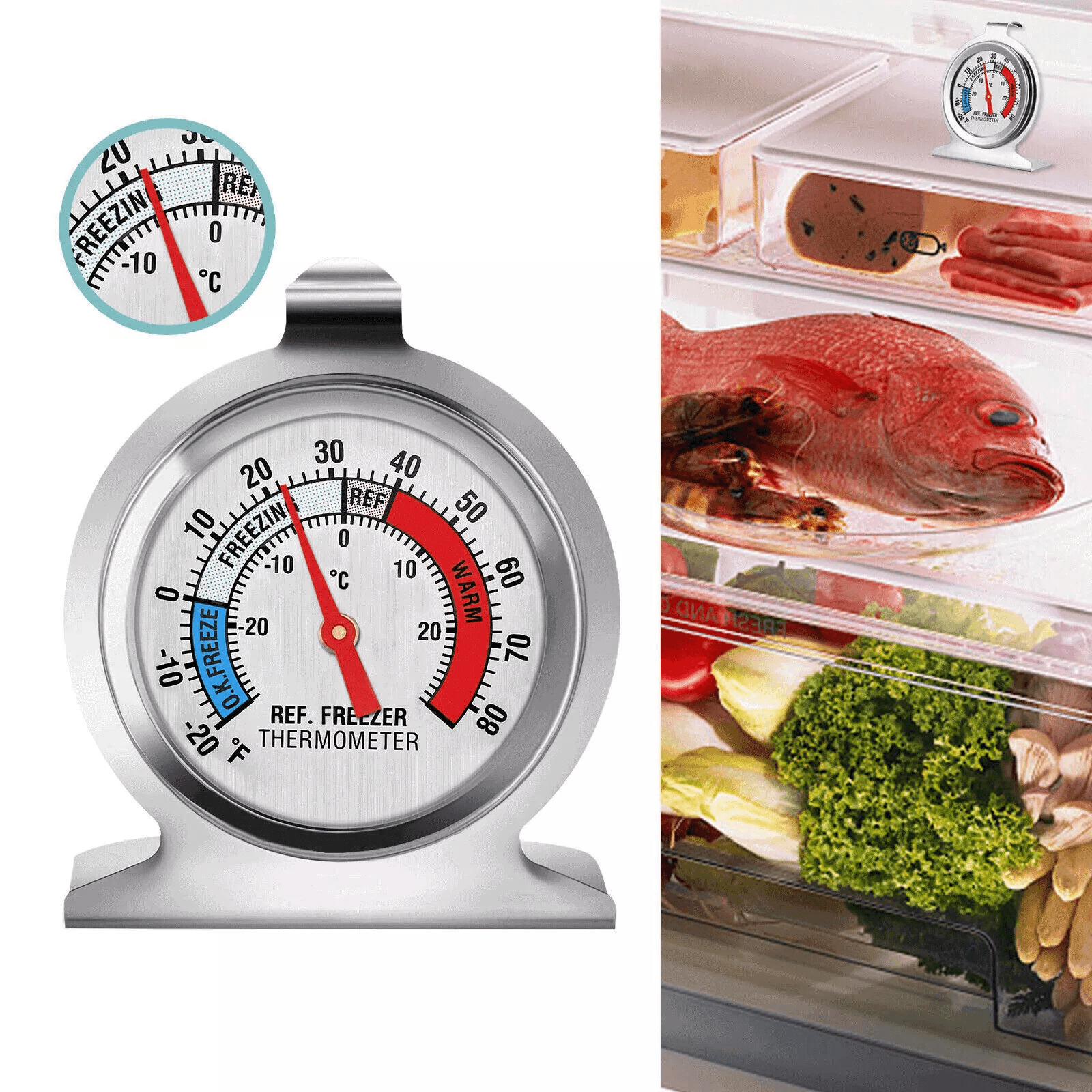 Stainless Steel Fridge Thermometer Dial Type | Inspire Uplift