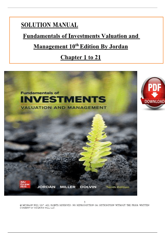 Solution Manual - Fundamentals of Investments Valuation and | Inspire Uplift